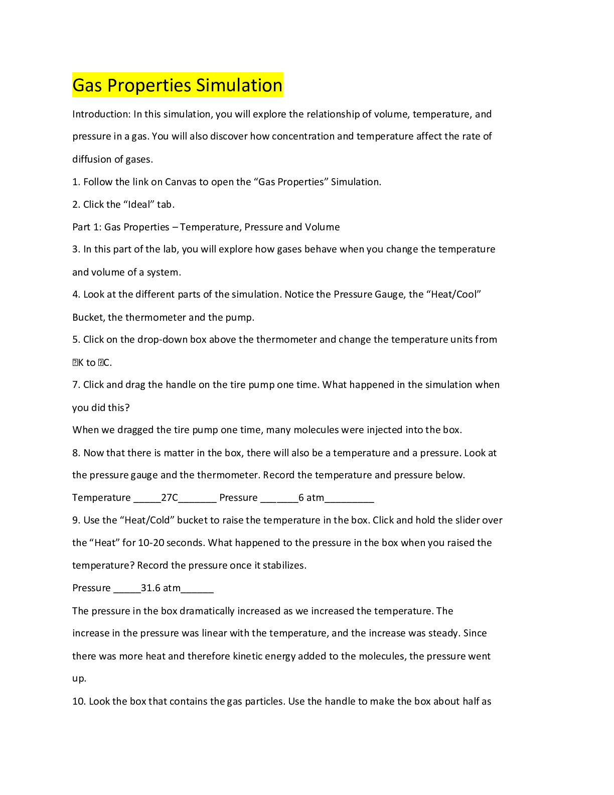 LATEST TESTING EXAM 2021AP Physics Gas Properties Simulation Lab ...