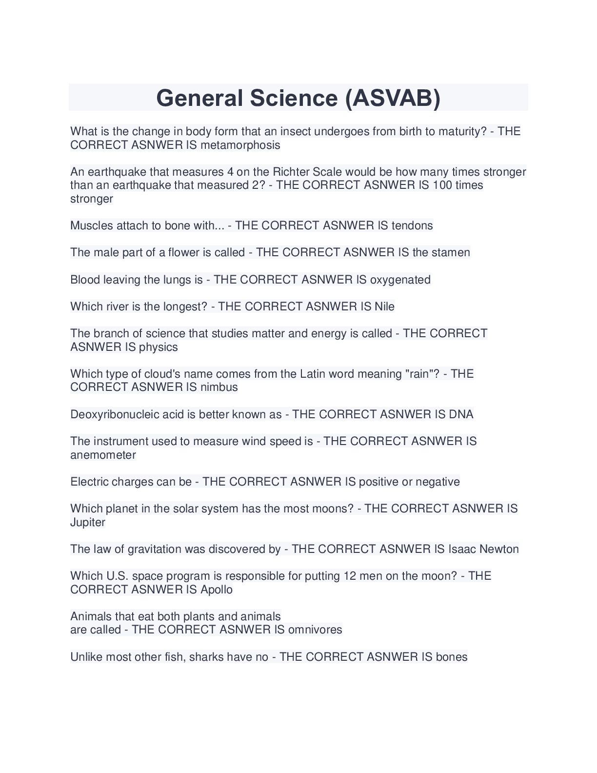 General Science (ASVAB) 2022/2023 Study Guide /General Science (ASVAB ...