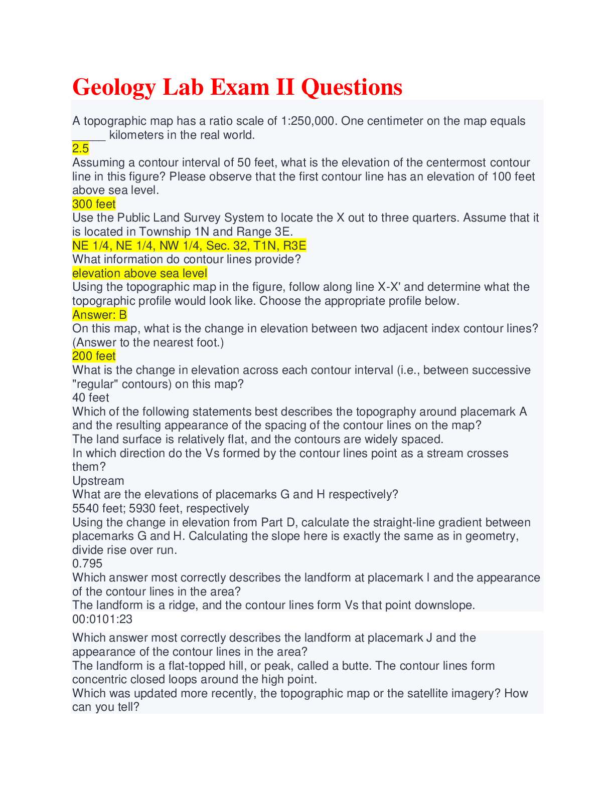 Geology Lab Exam II Questions with Verified Answers/Graded A+ ...