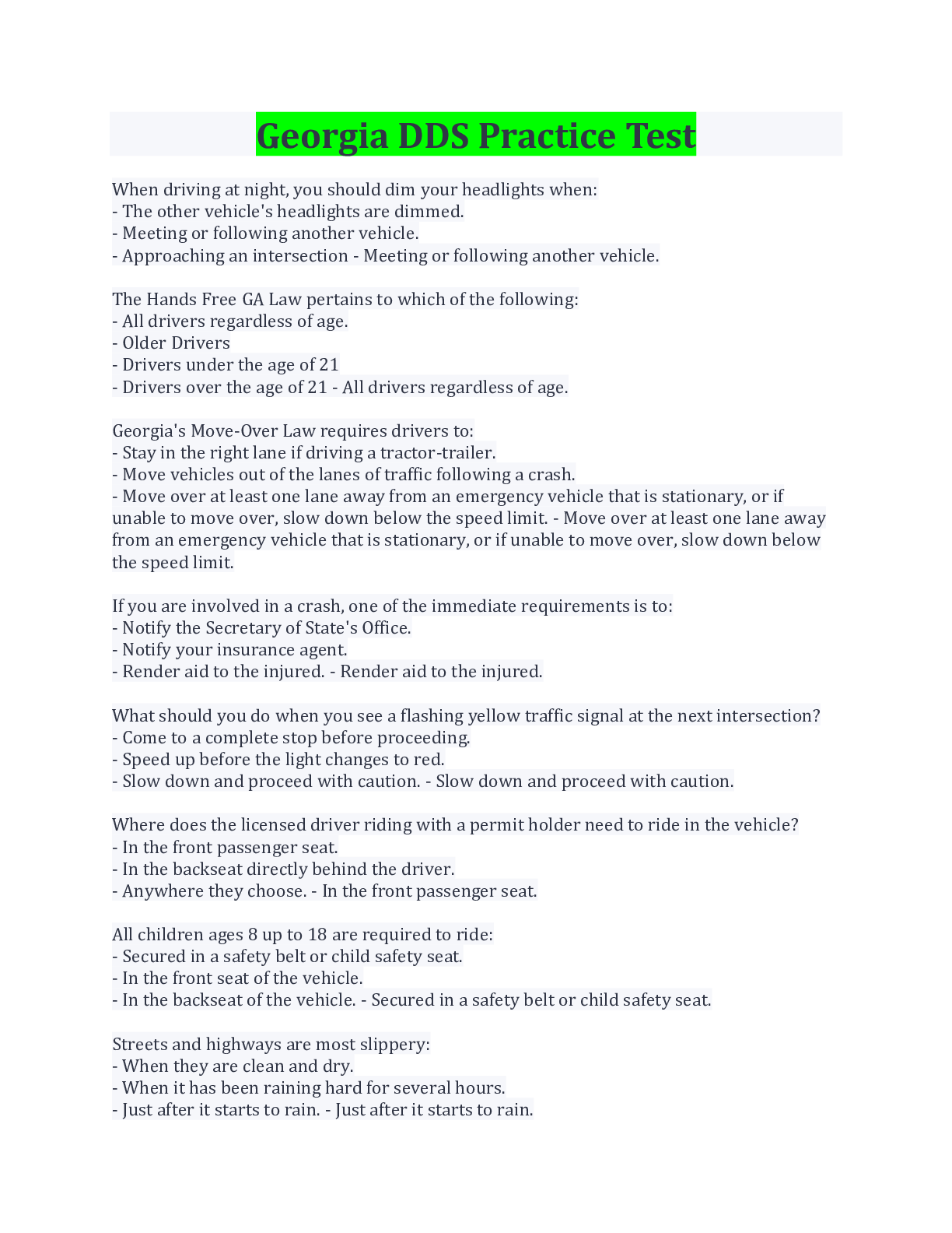 Georgia DDS Practice Test Latest Update - Scholarfriends