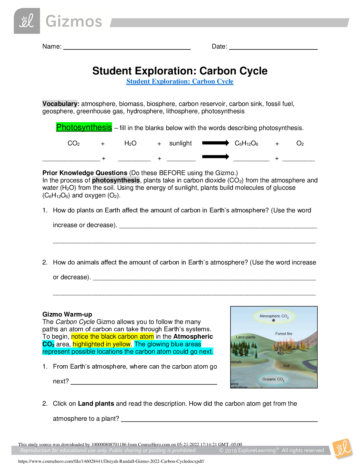 GIZMOs Student Exploration: Observing Weather - Answer Key ...