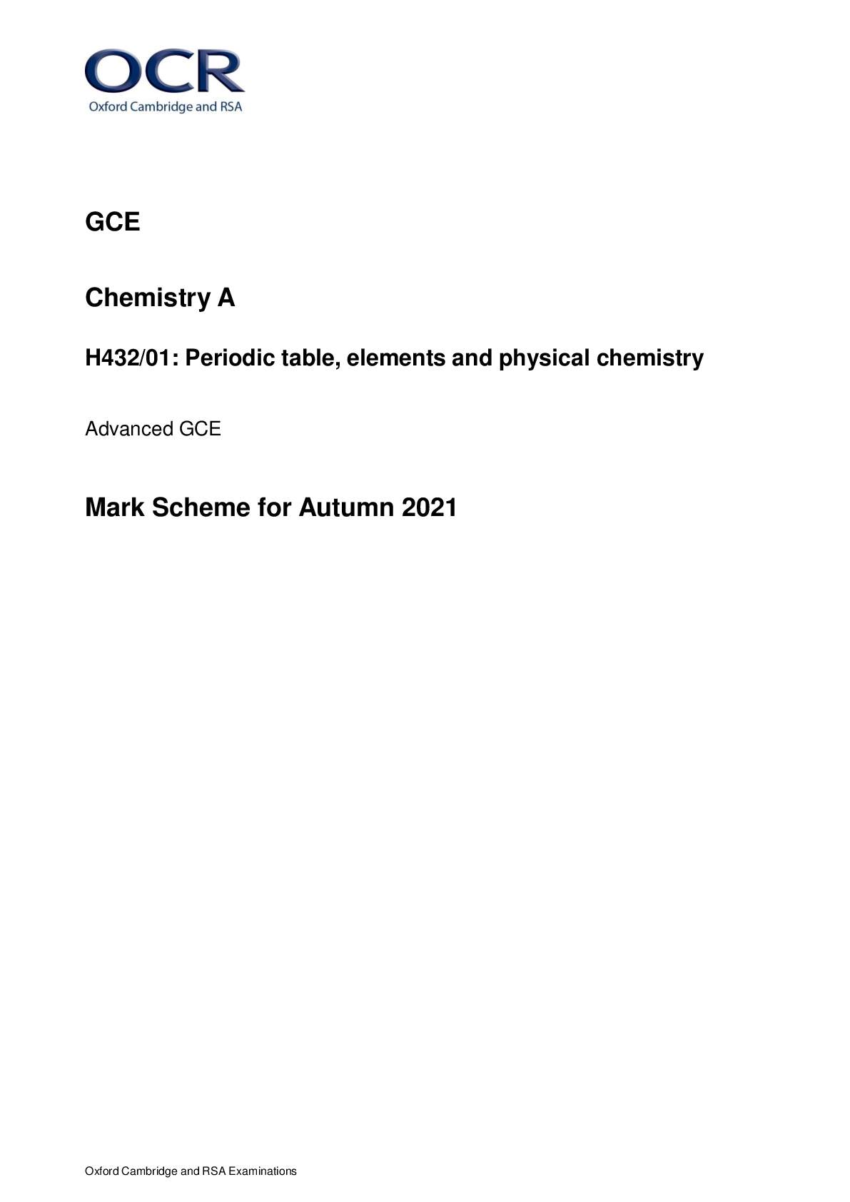 > Interchange GCE Chemistry A H432/01: -Periodic table, elements and ...