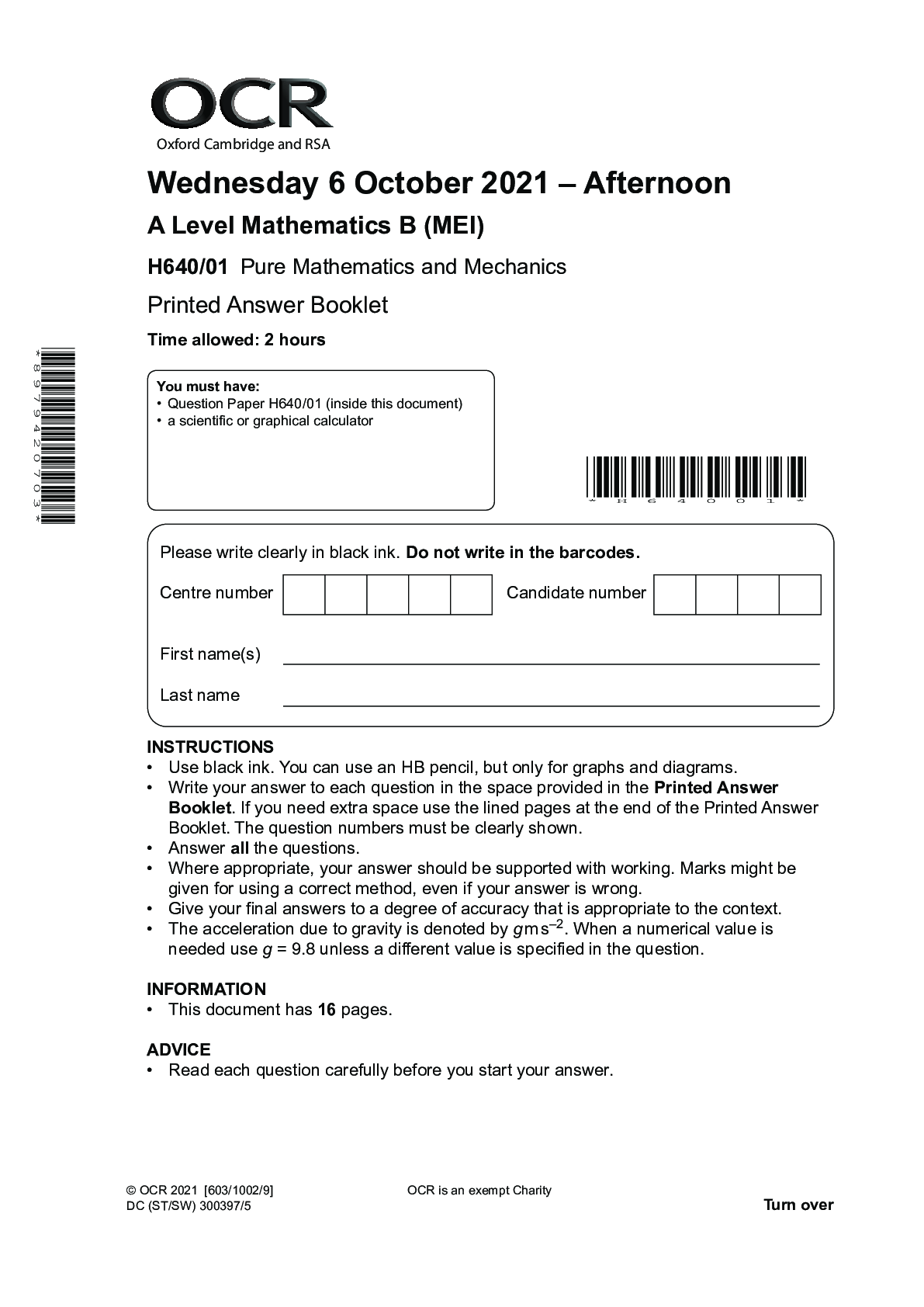>_A Level Mathematics B (MEI) H640/01: Pure Mathematics and Mechanics ...