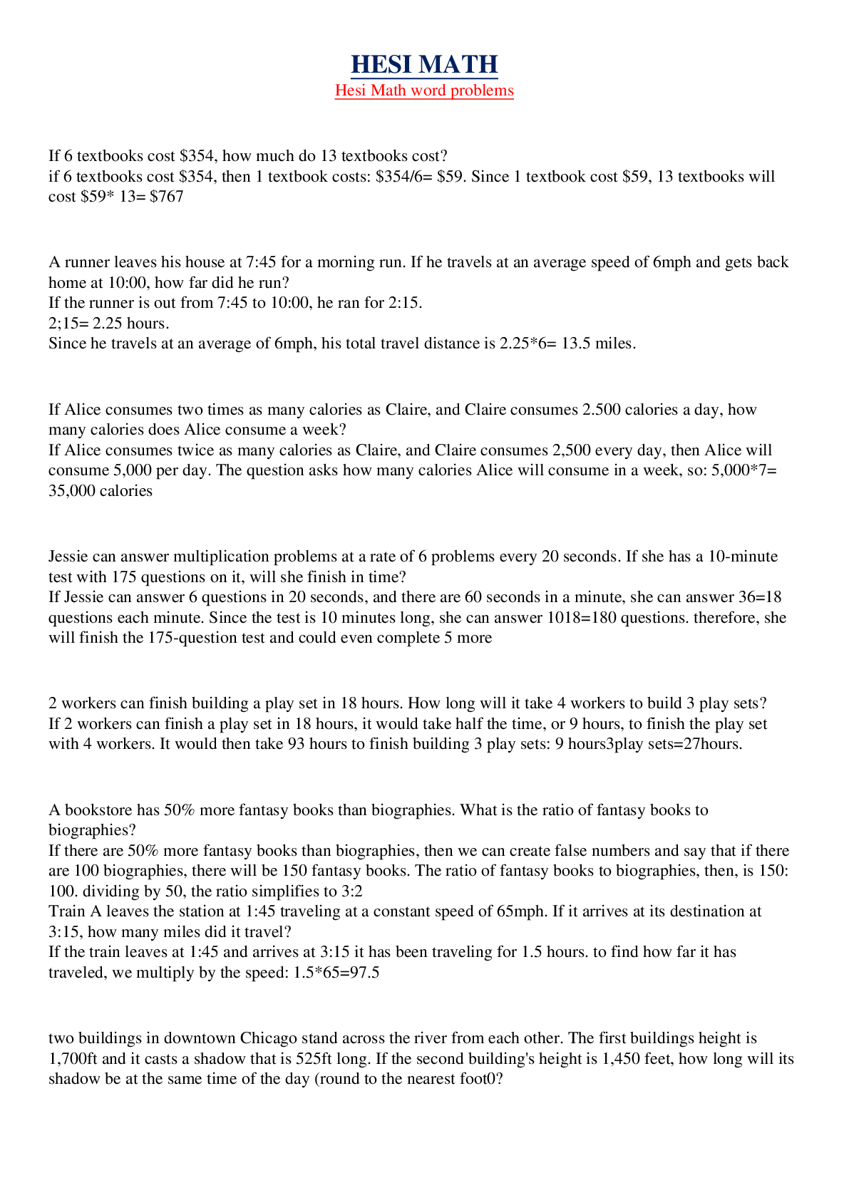 HESI A2 MATH - Scholarfriends