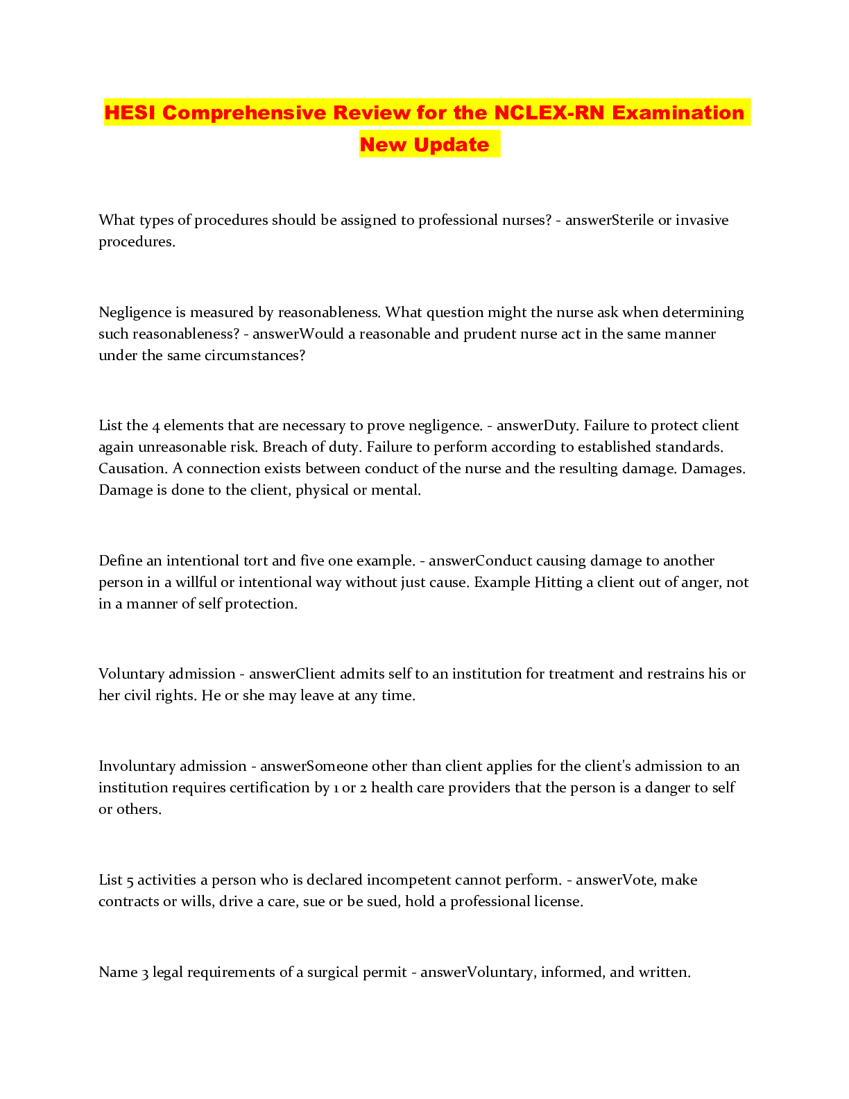 HESI Comprehensive Review for the NCLEX-RN Examination New Update ...