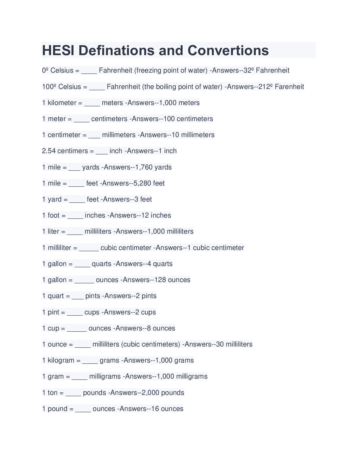 HESI Definations and Convertions – Scholarfriends - Scholarfriends