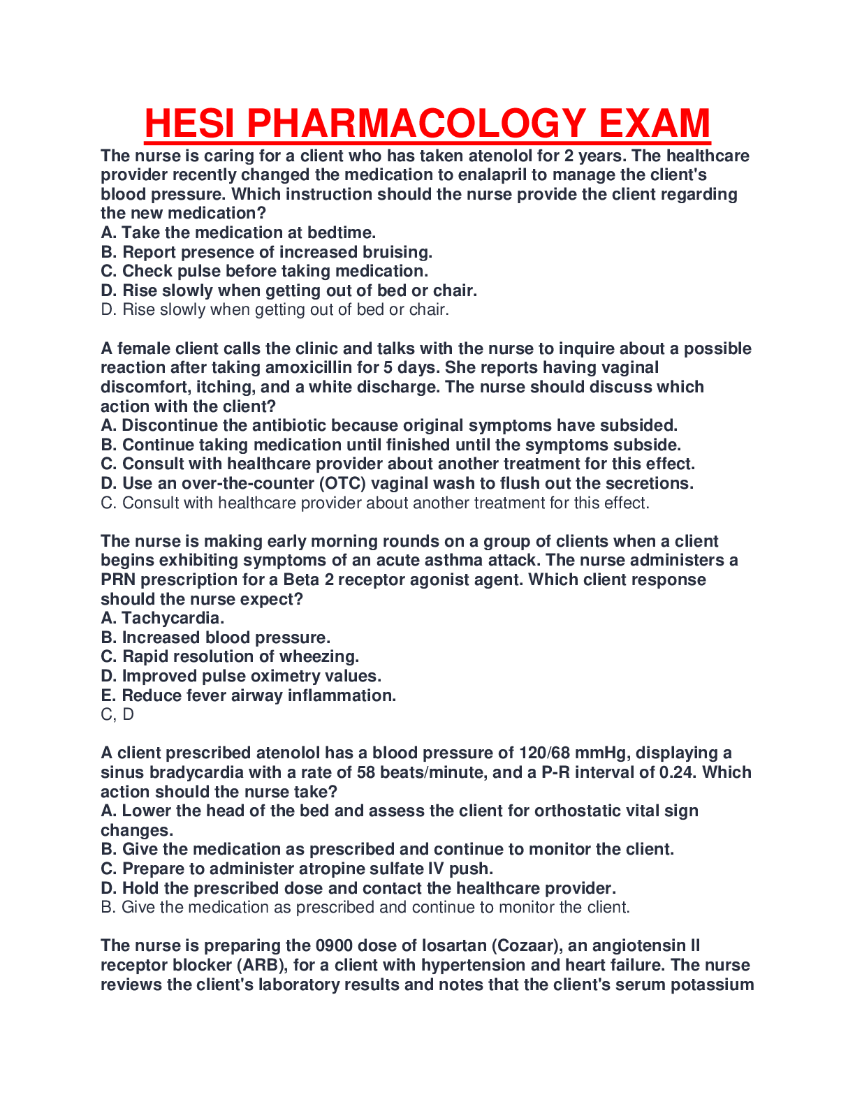 HESI Exam Study Guide (2022/2023) Correct Answers - Scholarfriends