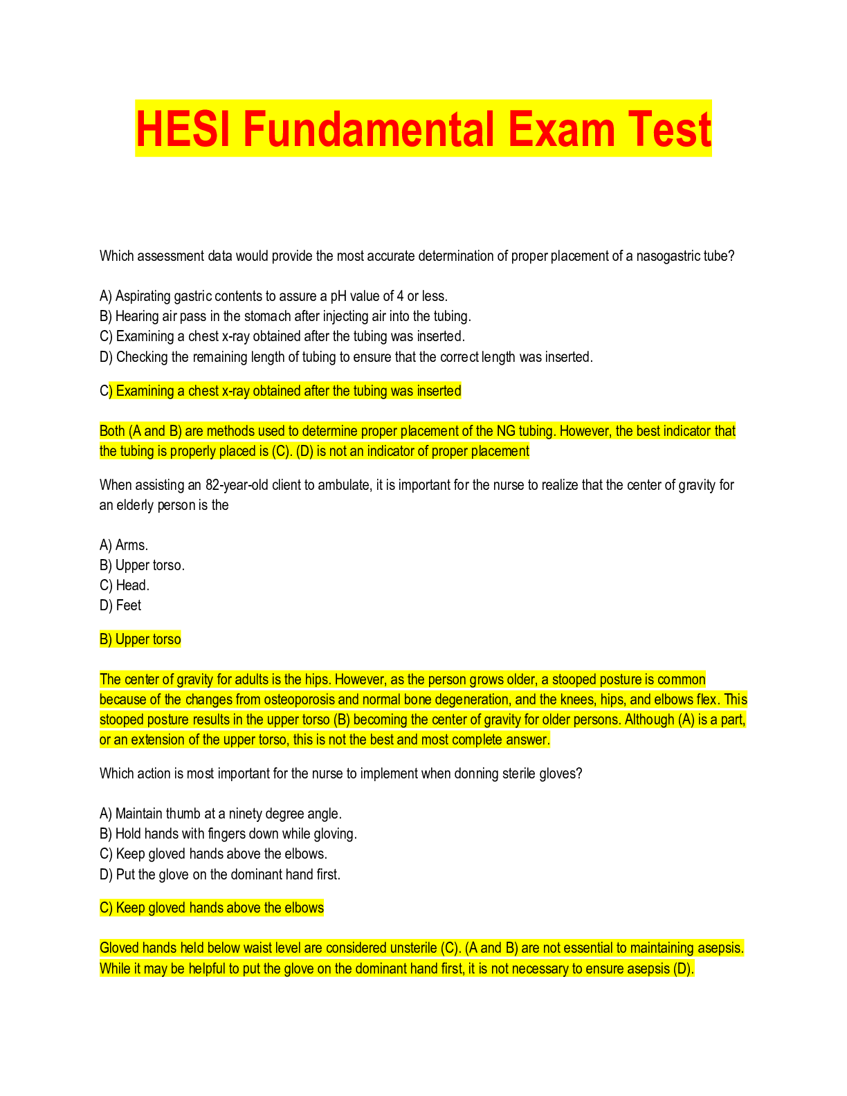 HESI Fundamental Exam Test - Scholarfriends