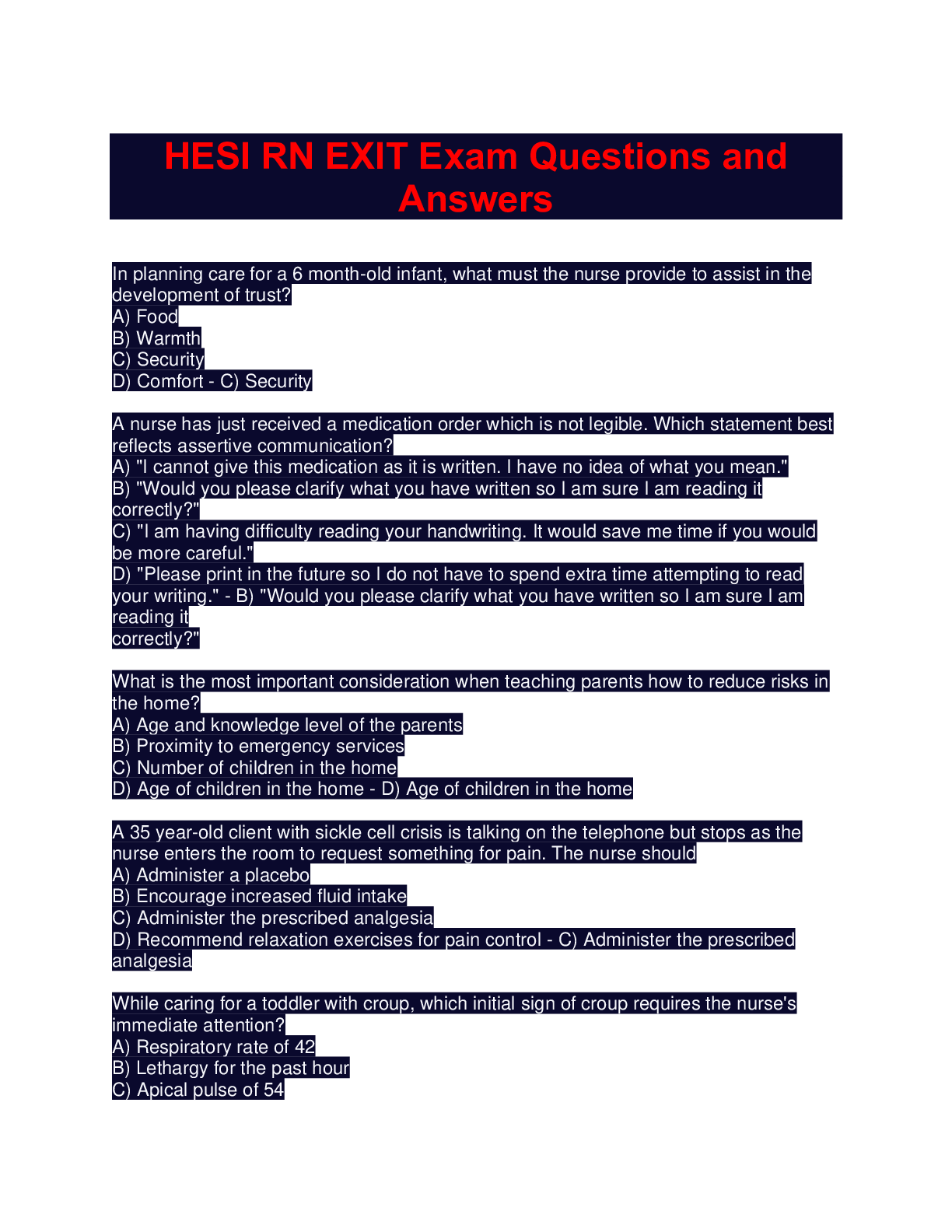 Nursing_knowledge_Assessment_Practice_Exam Exit Exam RN | 2022-2023 ...