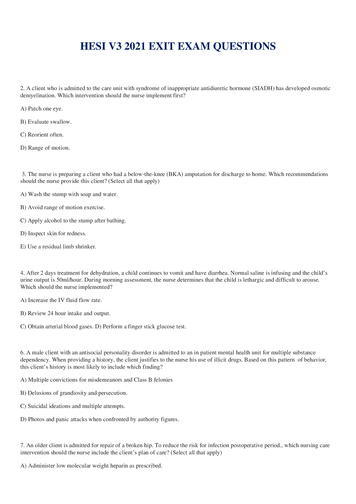 PN EXIT EXAM 2022-2023 EXAM - Scholarfriends