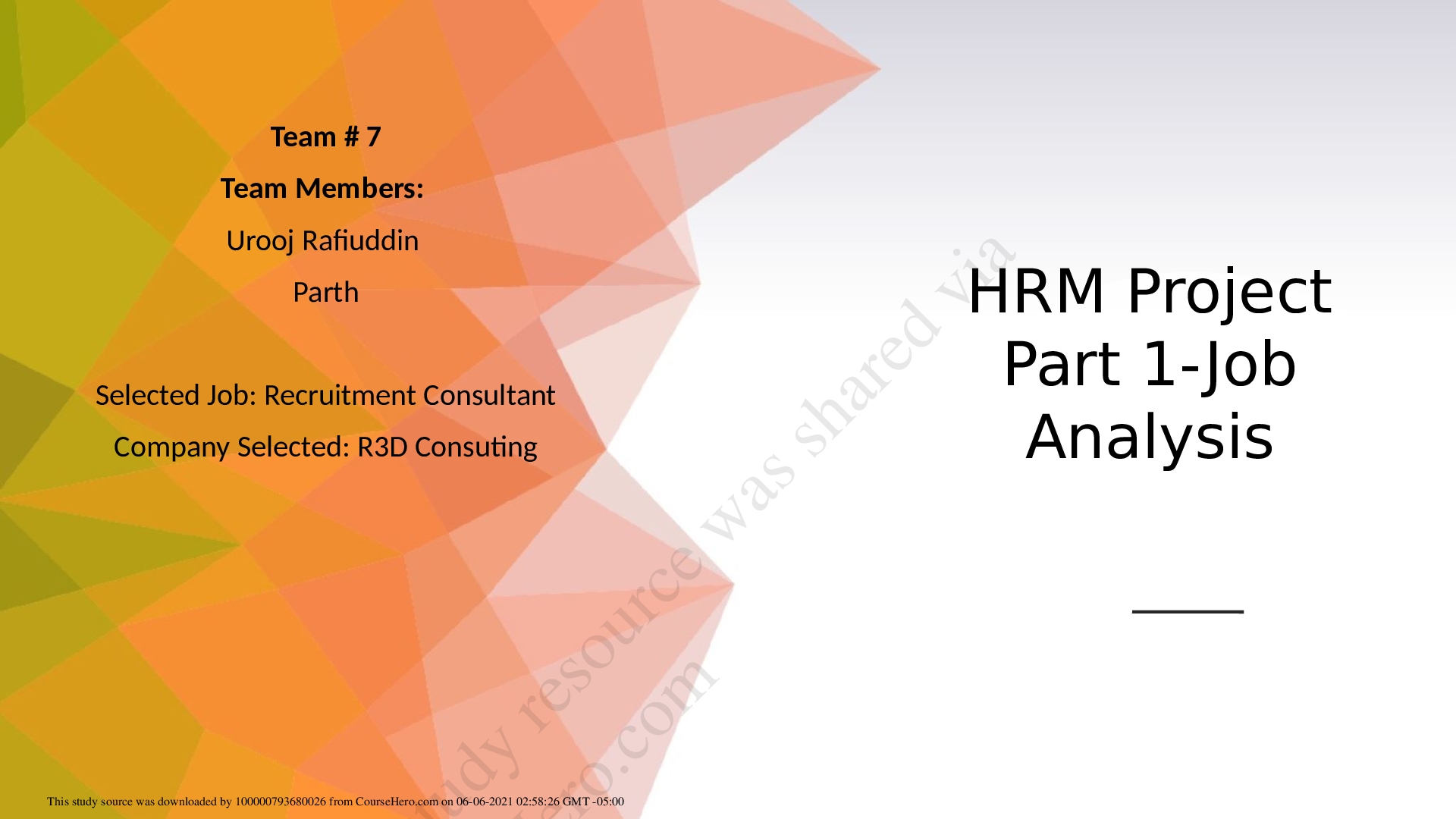 Conestoga College HRM 8340 HRM Project. - Scholarfriends