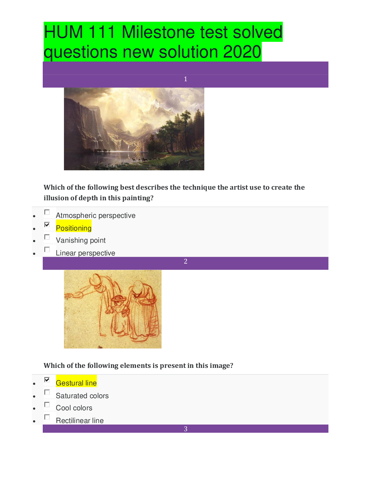HUM 111 Milestone test solved questions new solution 2020 RASMUSSEN ...