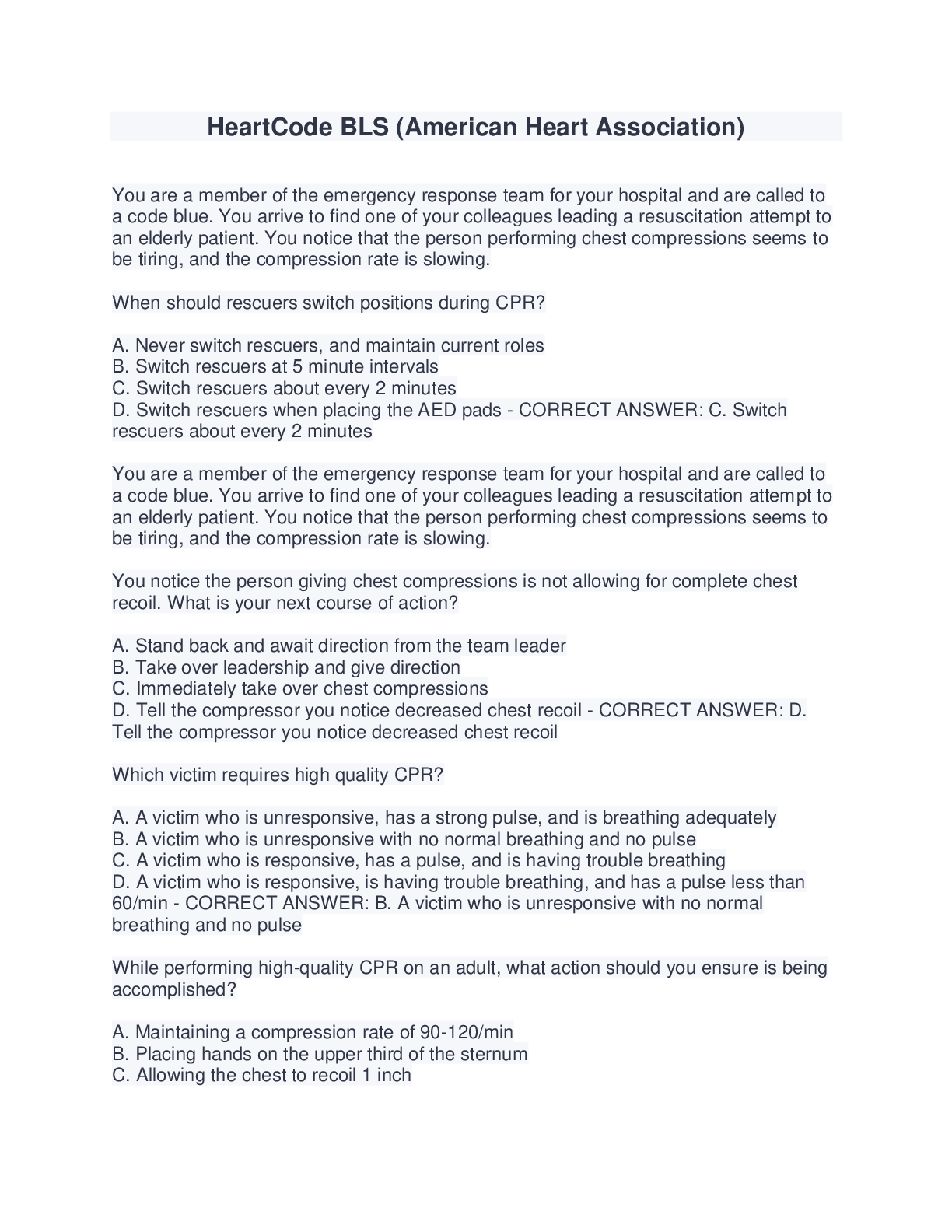 Heart Code BLS (American Heart Association) - Scholarfriends