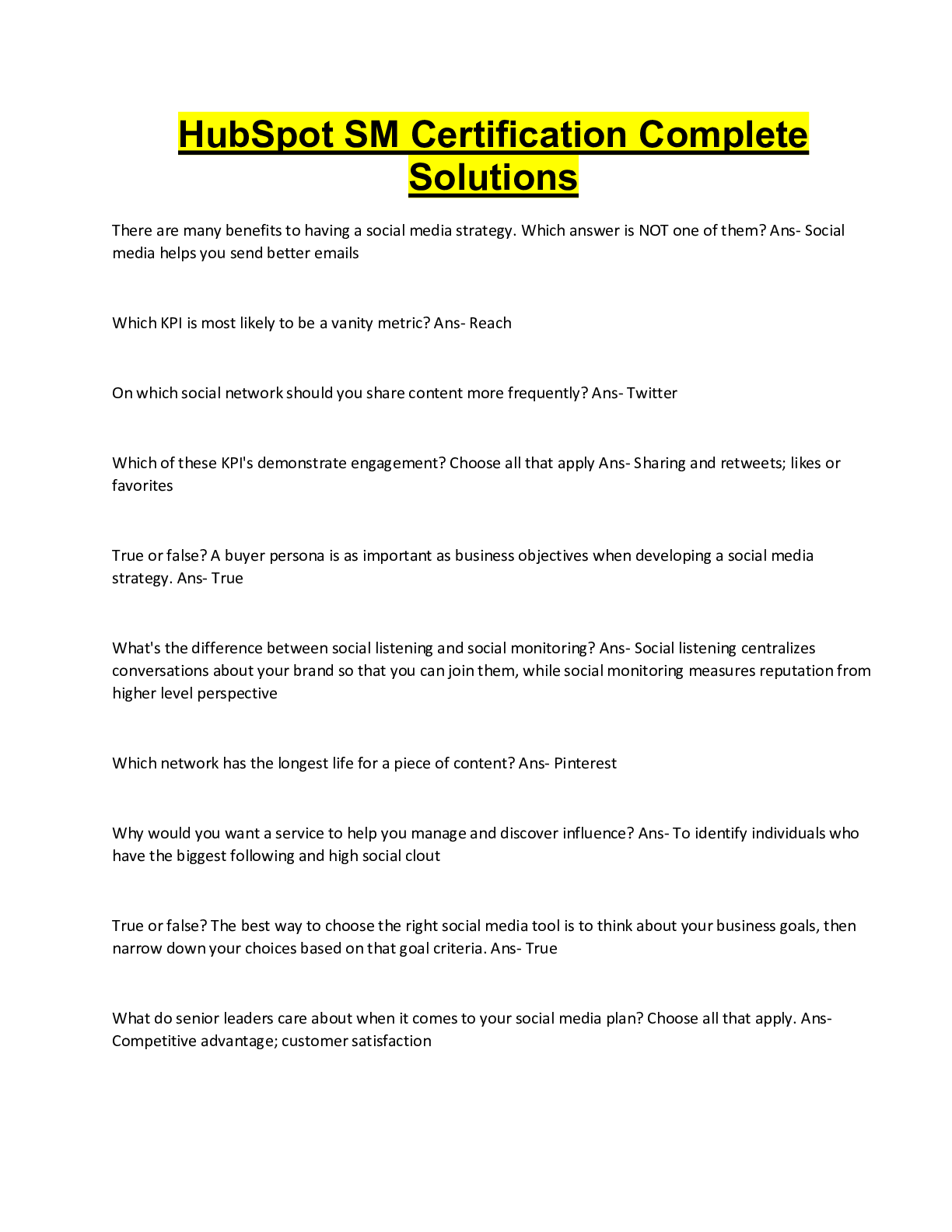 HubSpot SM Certification Complete Solutions – Scholarfriends ...