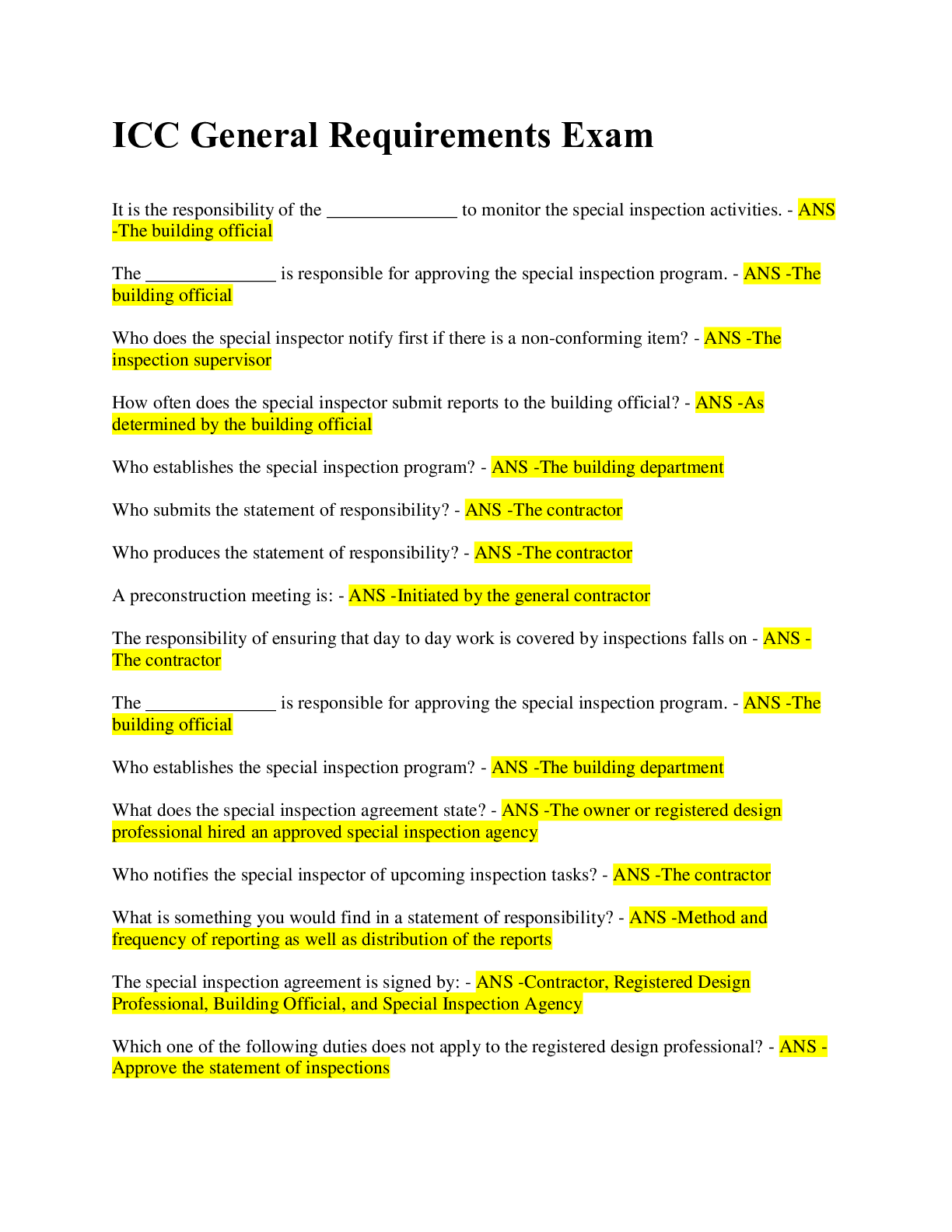 ICC General Requirements / Exam / 100% Correct Answers - Scholarfriends