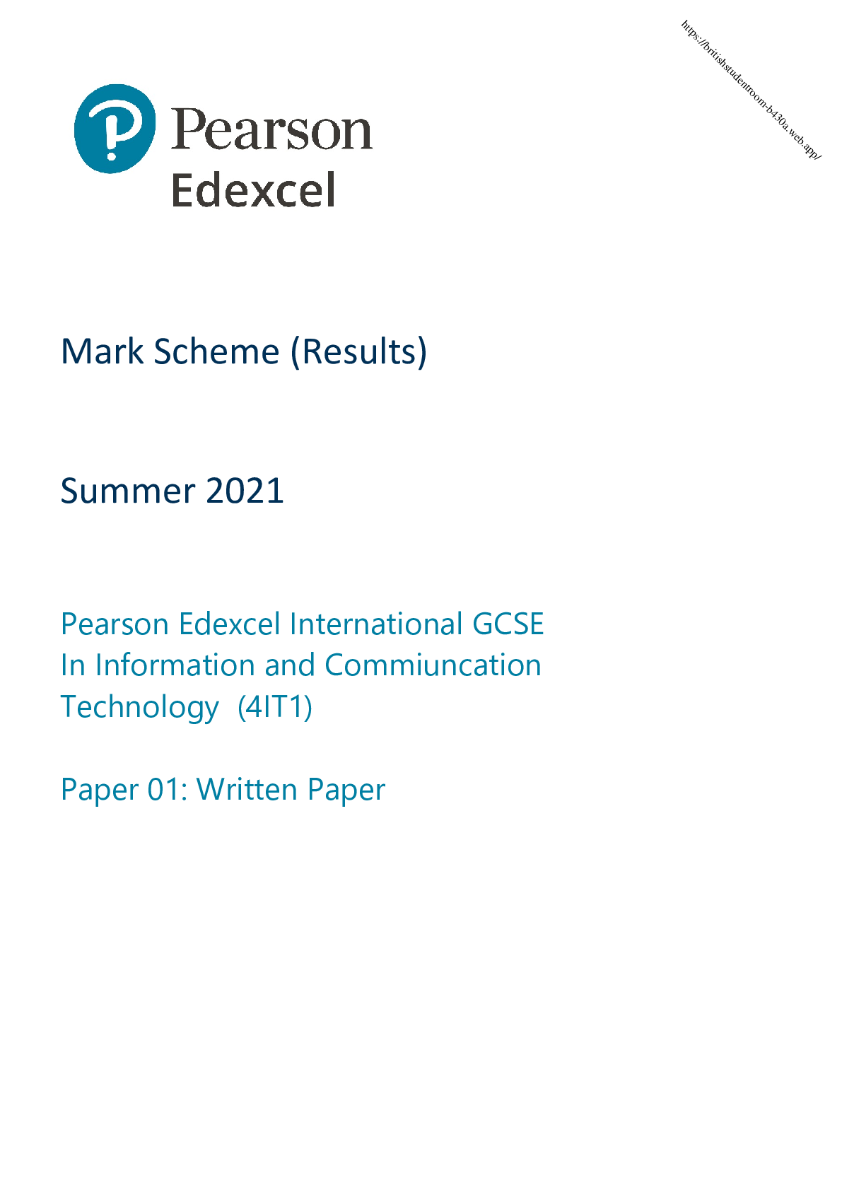 Pearson Edexcel International GCSE_ICT_4IT1/01 Mark Scheme June 2021 ...