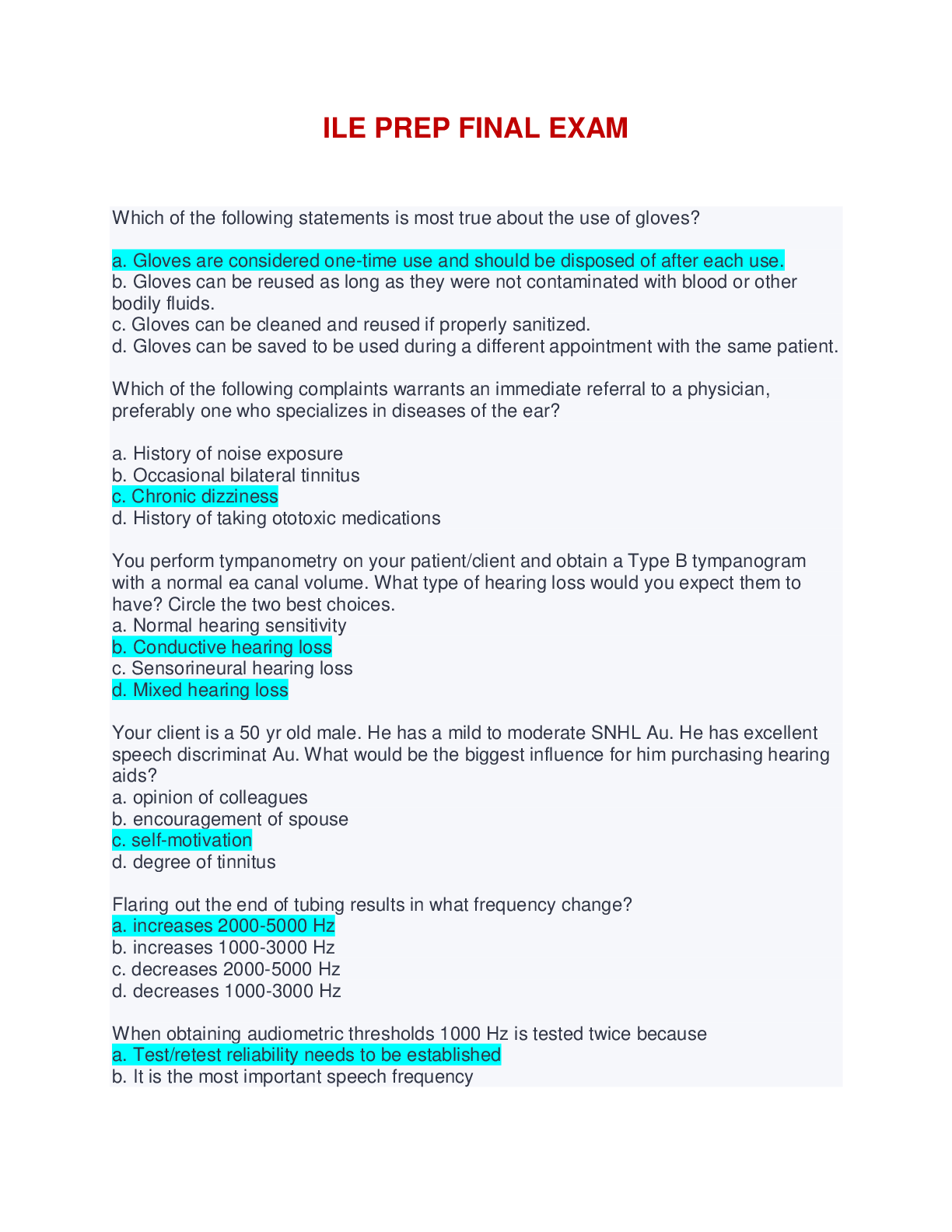 ILE PREP FINAL EXAM 2022 - QUESTIONS AND ANSWERS – Scholarfriends ...