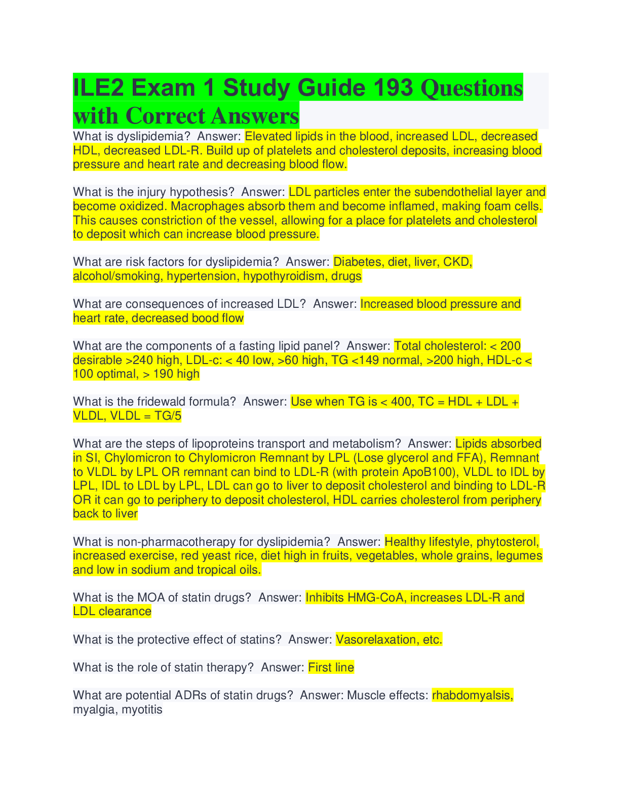 ILE2 Exam 1 Study Guide 193 Questions with Correct Answers - Scholarfriends