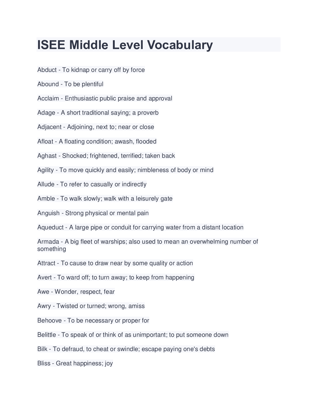 ISEE Middle Level Vocabulary (Latest 2022/2023)/ISEE Middle Level ...