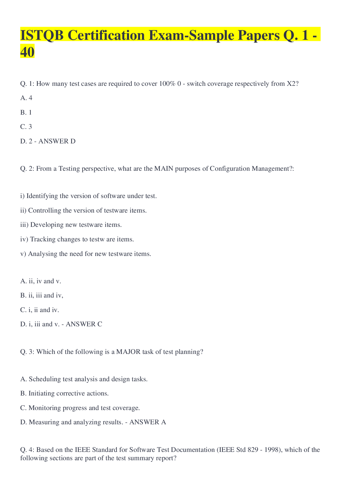 ISTQB Certification Exam questions and answers with complete solution ...