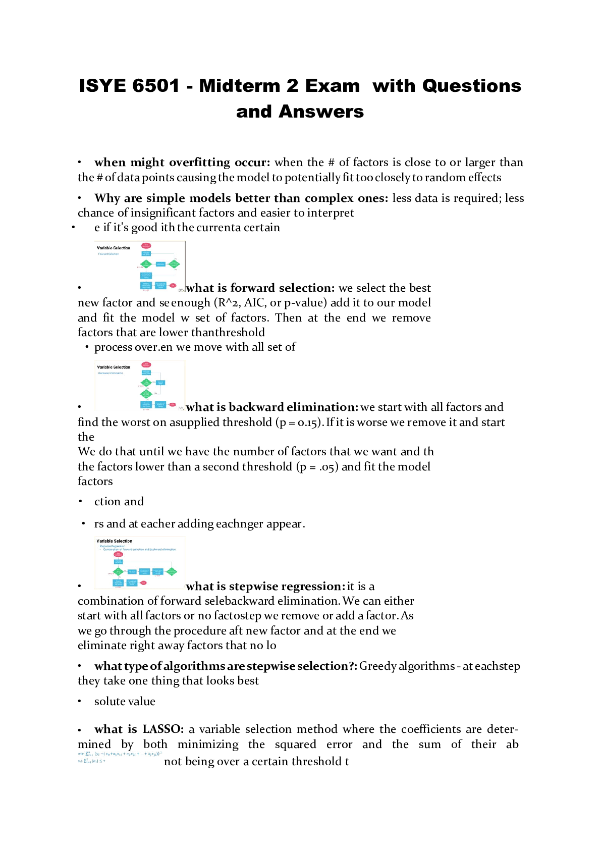 ISYE 6501 - Midterm 2 Exam with Questions and Answers - Scholarfriends
