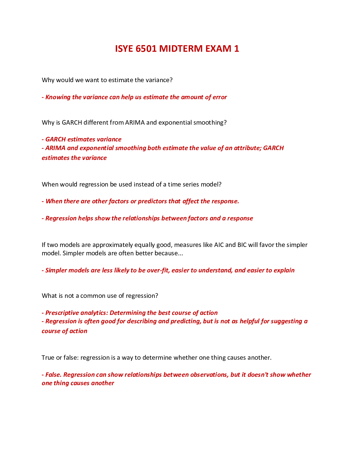 ISYE 6501 Introduction to Analytics / ISYE 6501 MIDTERM EXAM 1 ...