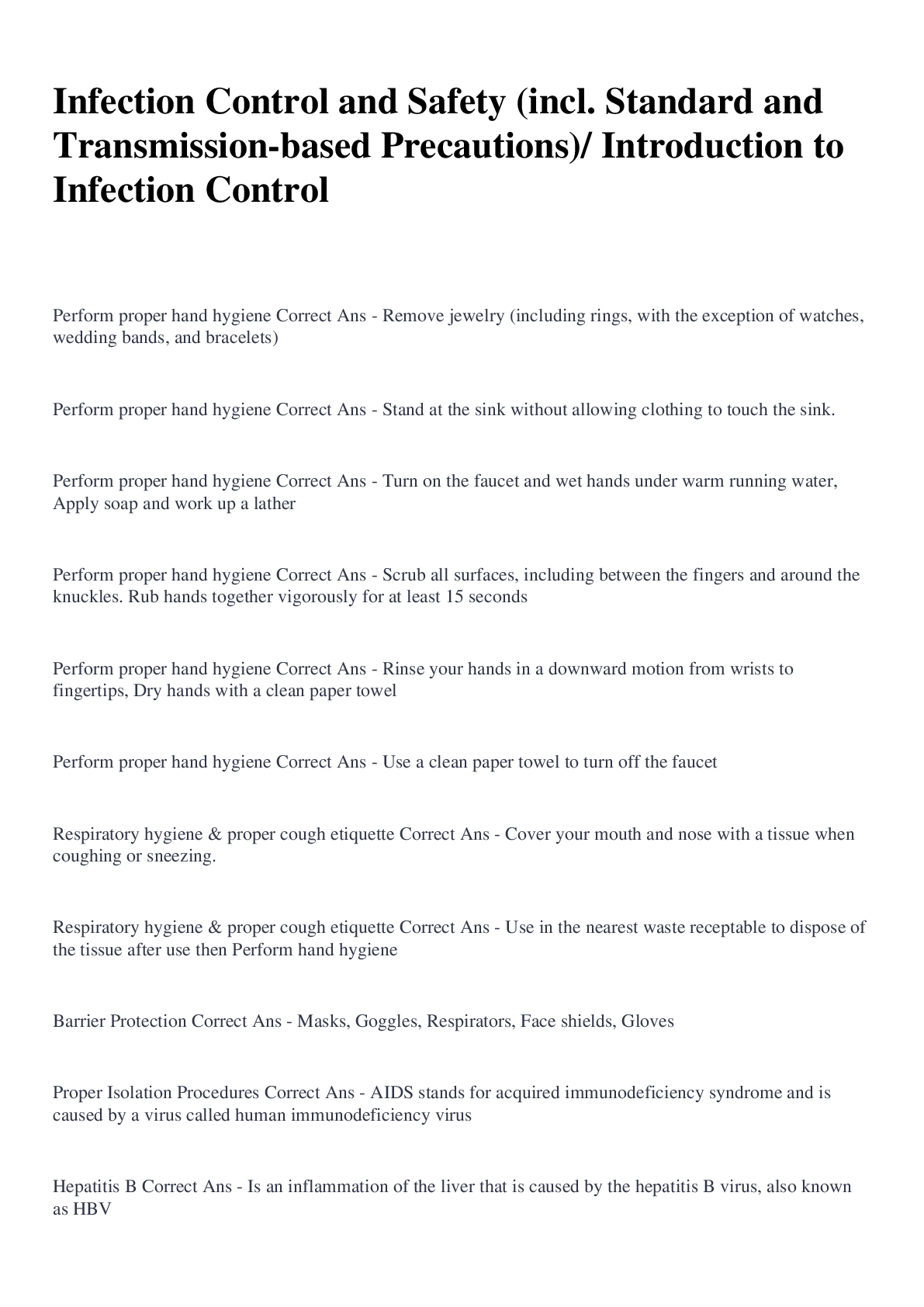 Infection Control and Safety (incl. Standard and Transmission-based ...