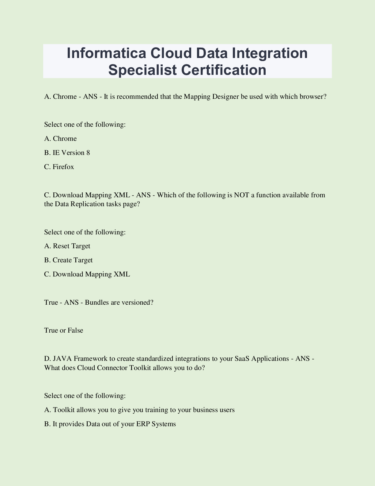 Informatica Cloud Data Integration Specialist Certification ...