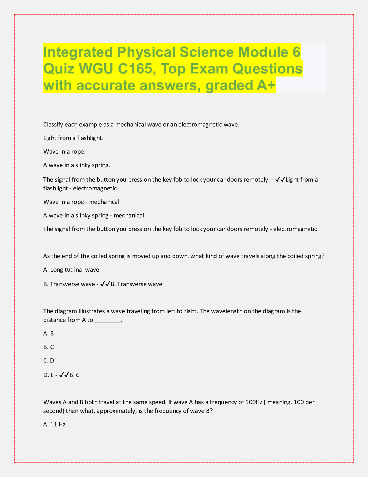 Integrated Physical Science Module 6 Quiz WGU C165, Top Exam Questions ...