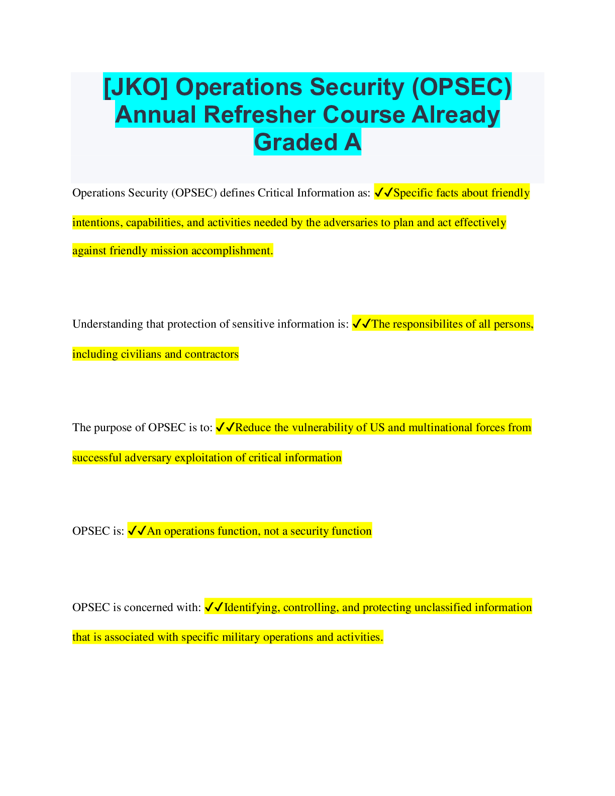 [JKO] Operations Security (OPSEC) Annual Refresher Course Already ...