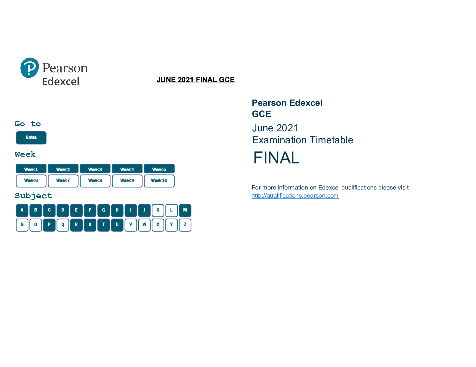 Pearson Edexcel GCE June 2021 Examination Timetable FINAL - Scholarfriends