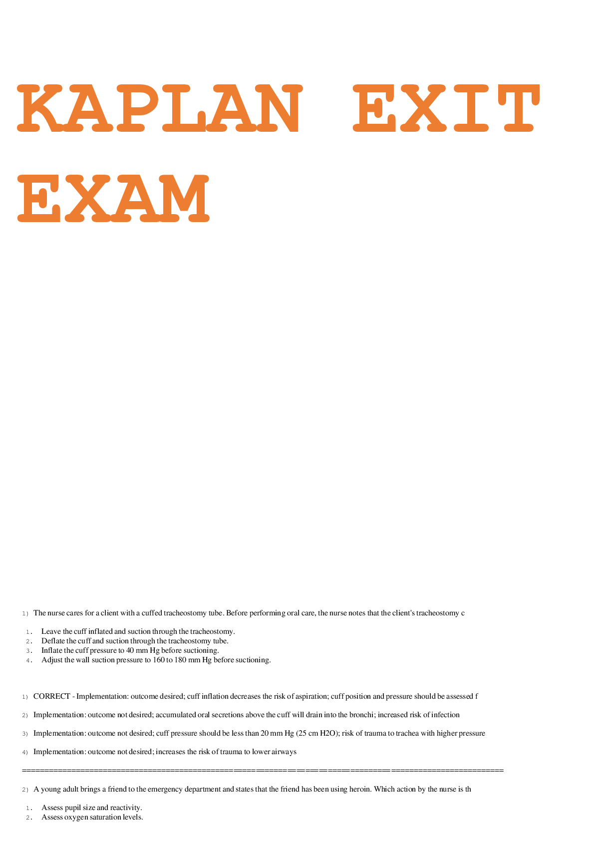 KAPLAN EXIT EXAM - Scholarfriends