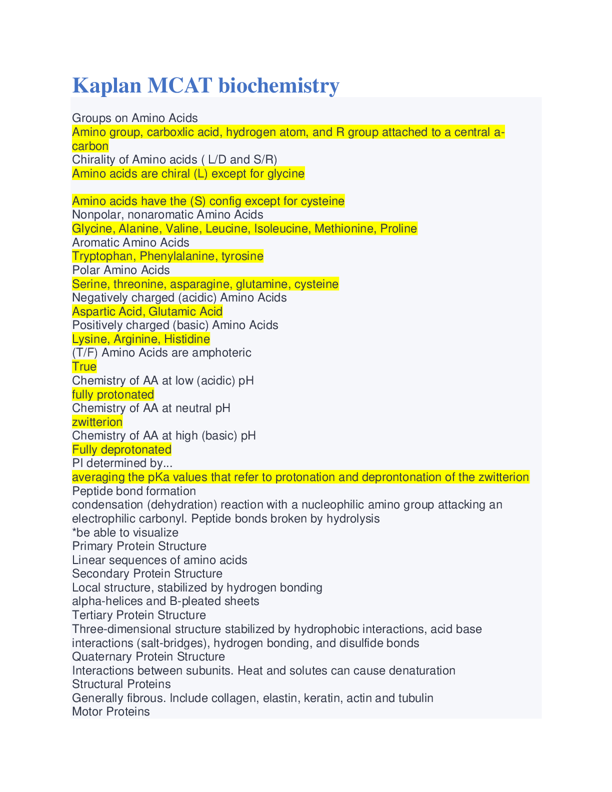 Kaplan MCAT biochemistry Terms and Explanations 2022 - Scholarfriends