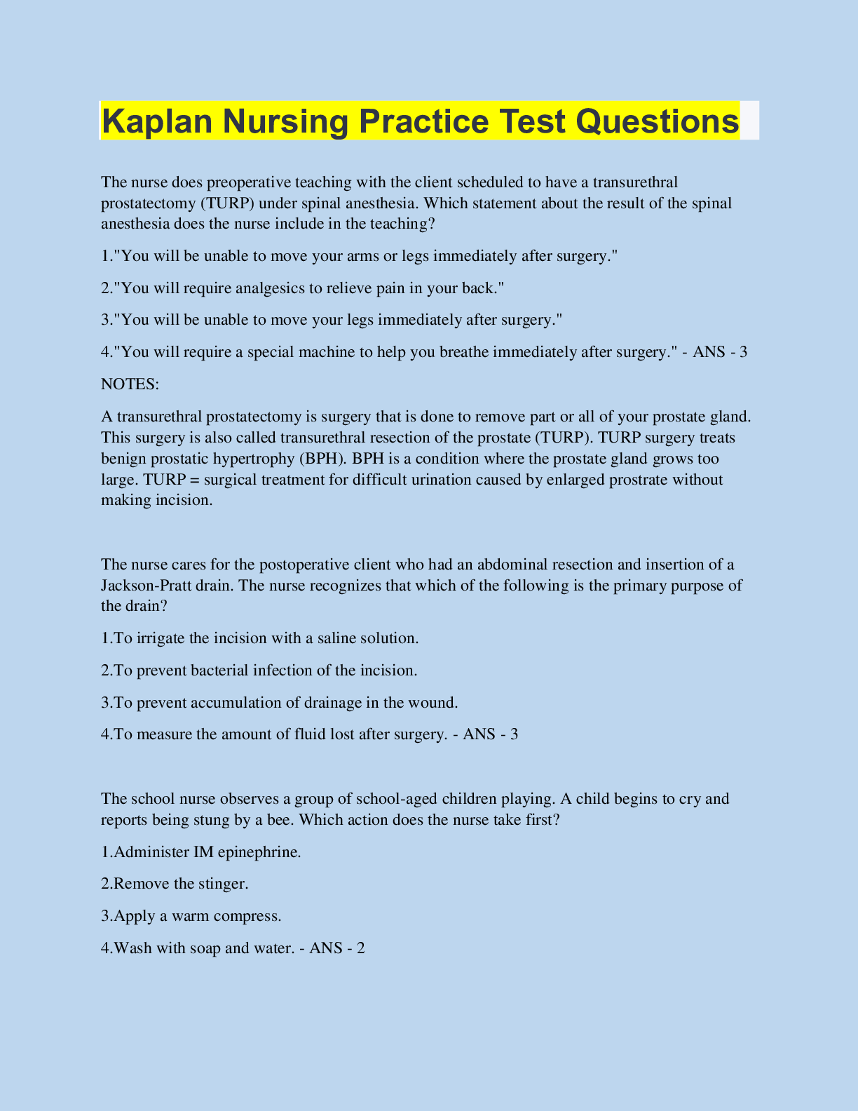 Kaplan Nursing Practice Test Questions - Scholarfriends