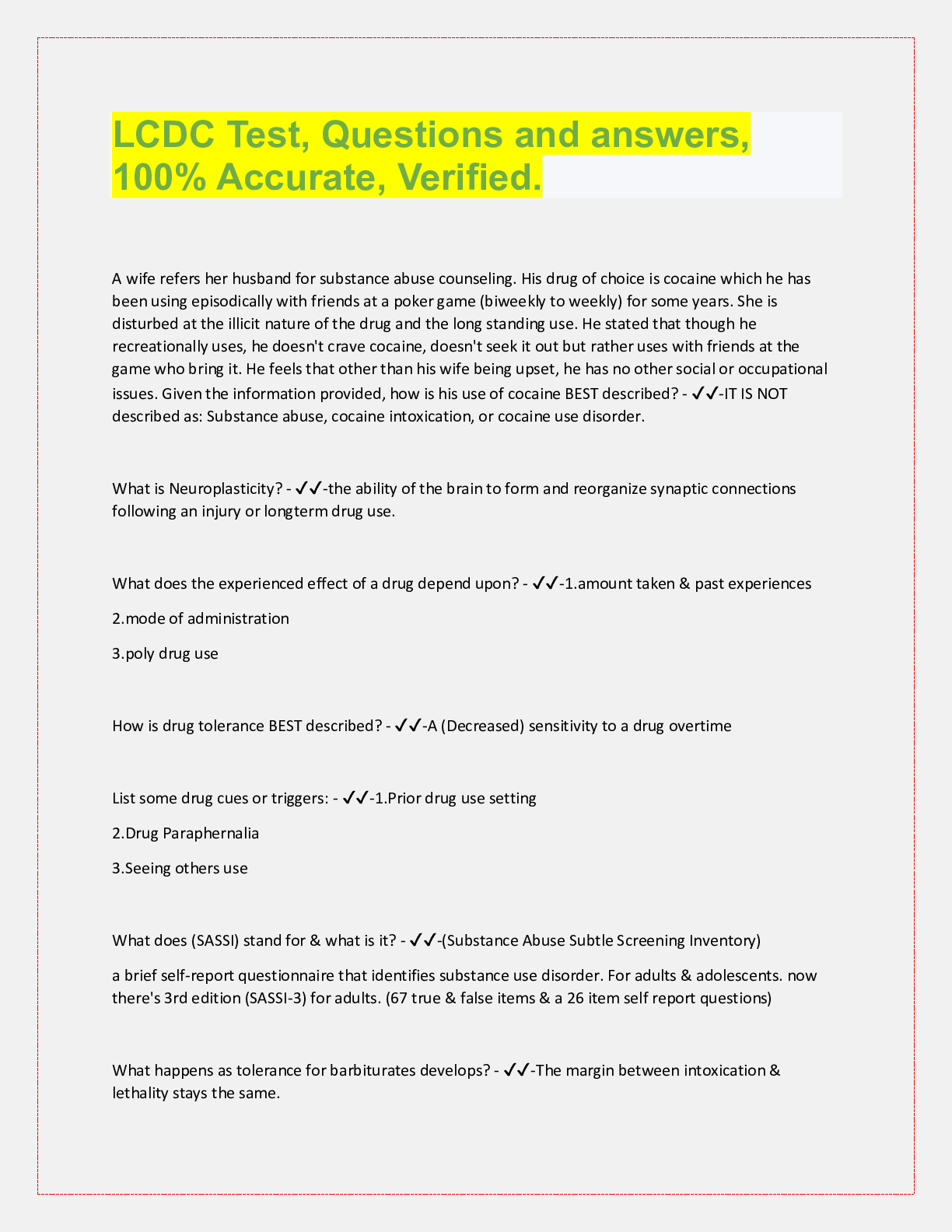 LCDC Test Questions And Answers 2022/2023 - Scholarfriends