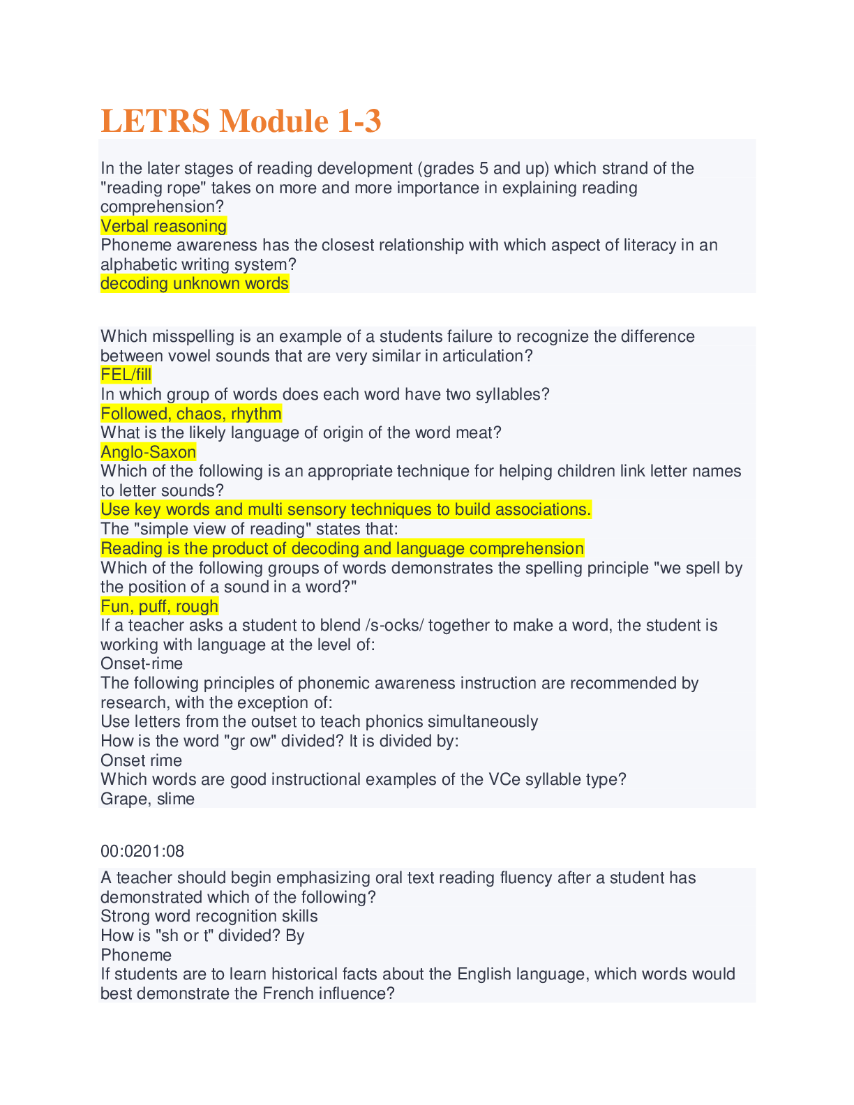 LETRS Module 1-3 with Questions and Verified Answers 2022/2023 ...