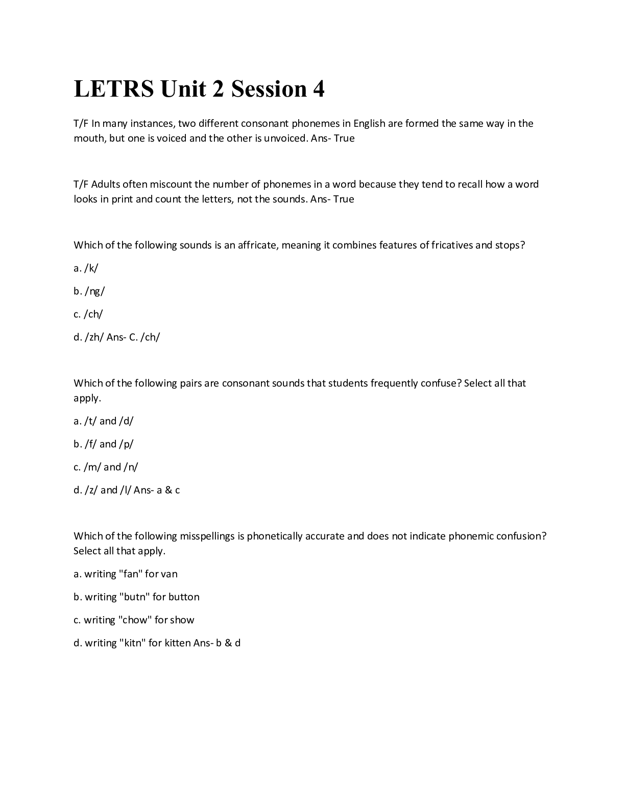 LETRS Unit 2 Session 4 – Scholarfriends - Scholarfriends