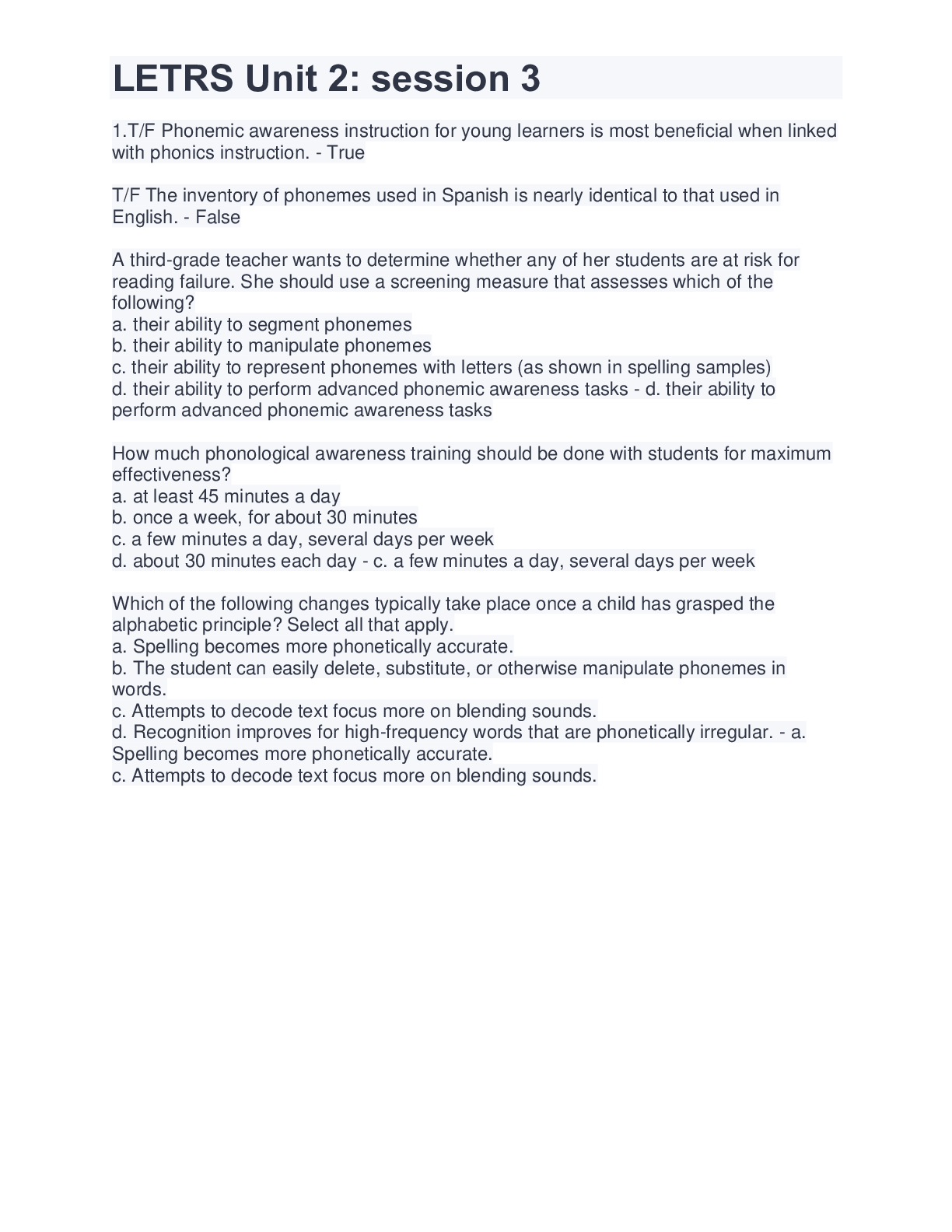 LETRS Unit 2: session 3 - Scholarfriends