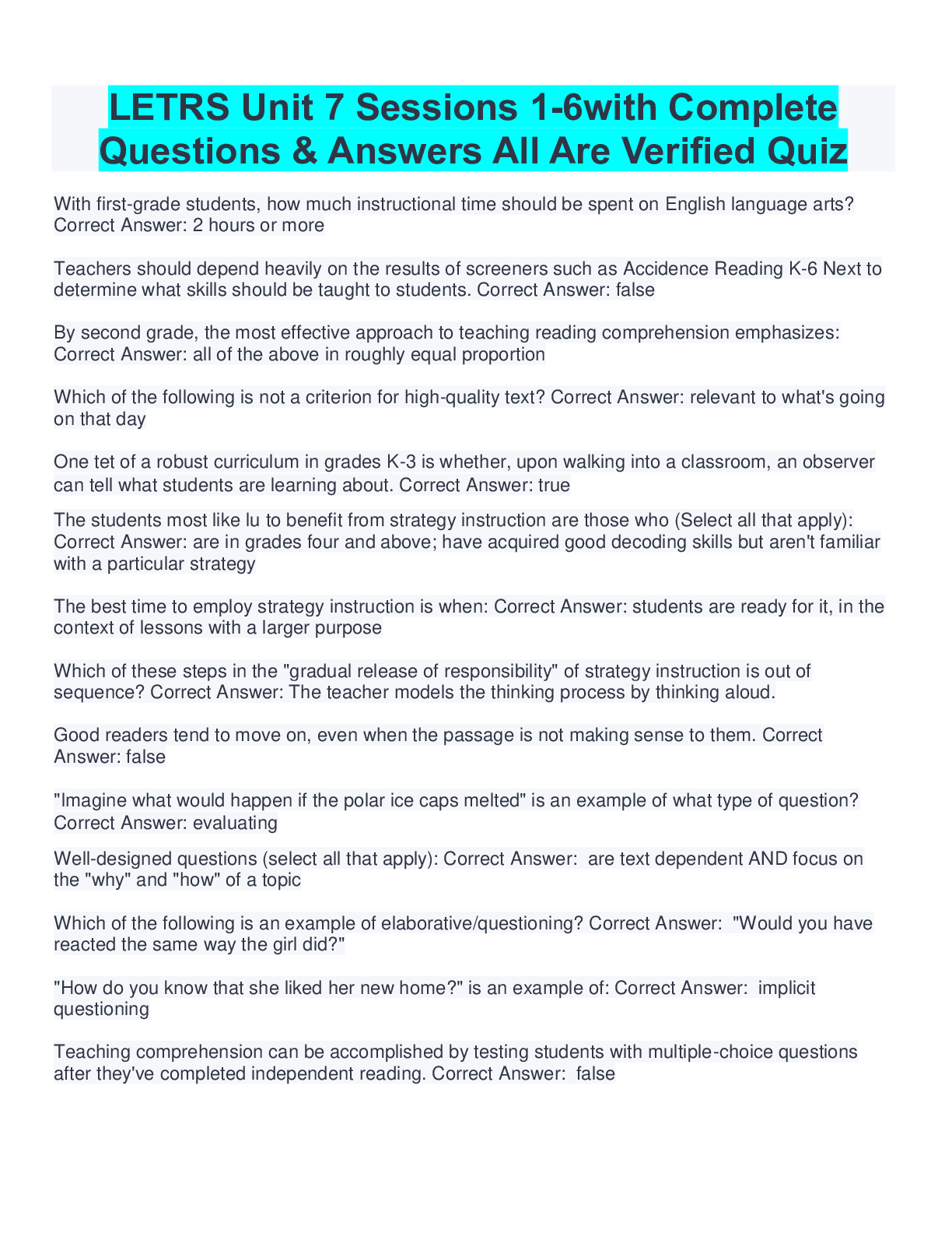 LETRS Unit 7 Session 1: Mastering Foundational Reading Skills