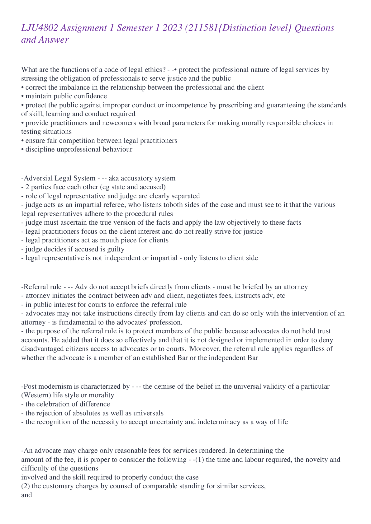 LJU4802 Assignment 1 Semester 1 2023 (211581{Distinction level ...