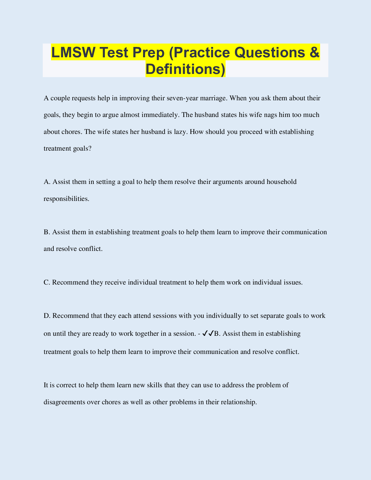 LMSW Test Prep (Practice Questions & Definitions) - Scholarfriends