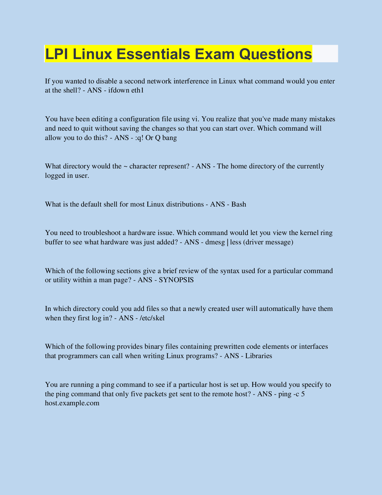 LPI Linux Essentials Exam Questions - Scholarfriends