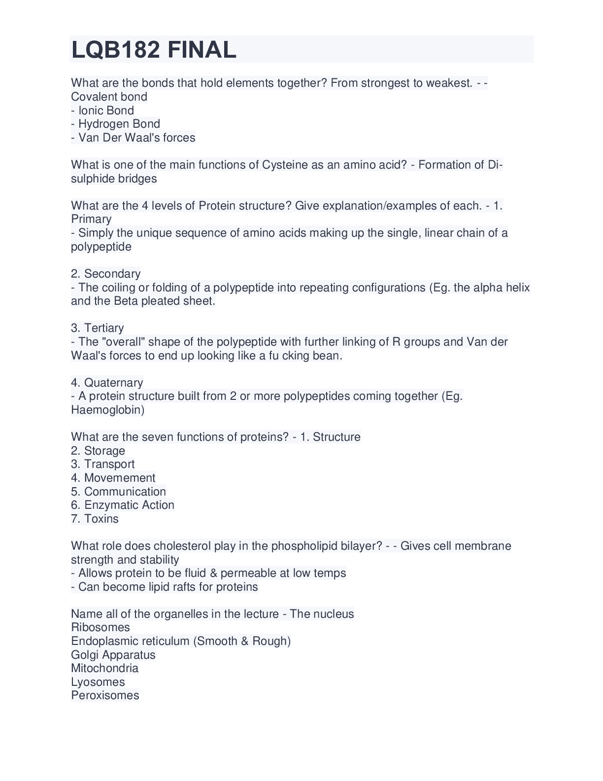 LQB182 FINAL| QUESTIONS WITH COMPLETE SOLUTIONS - Scholarfriends