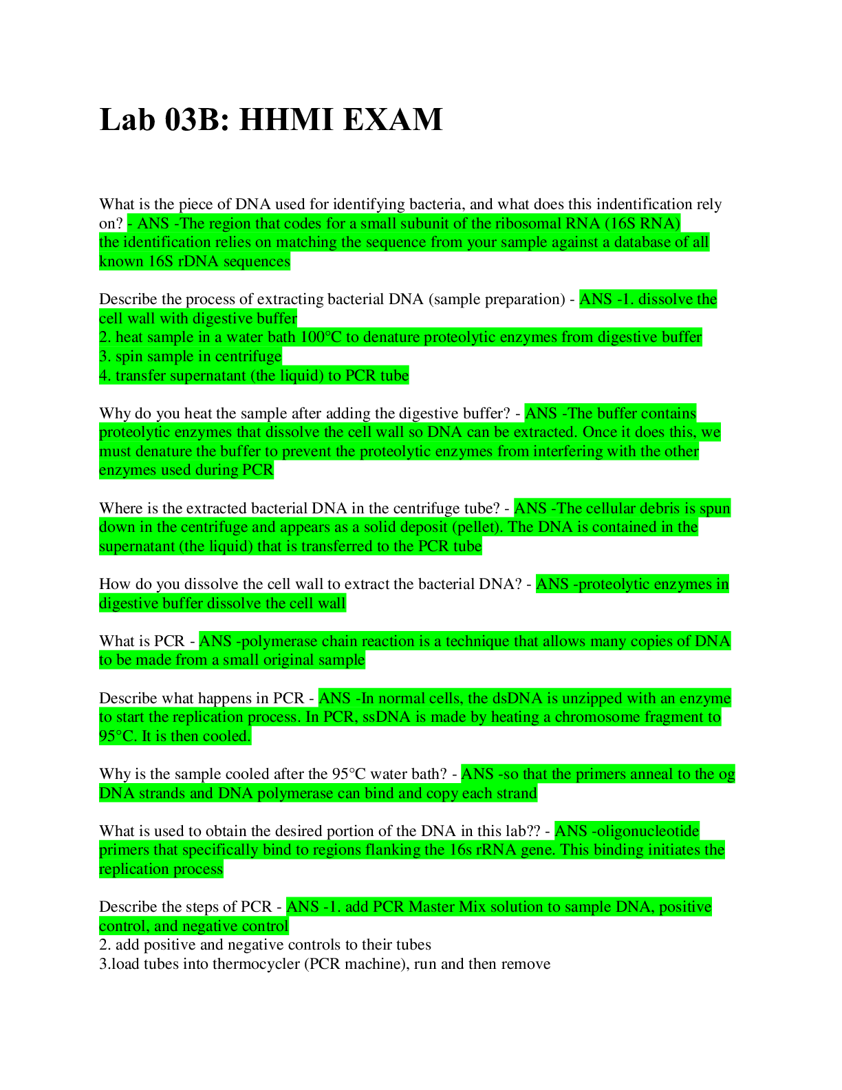 Lab 03B: HHMI EXAM/ 100% VERIFIED ANSWERS - Scholarfriends