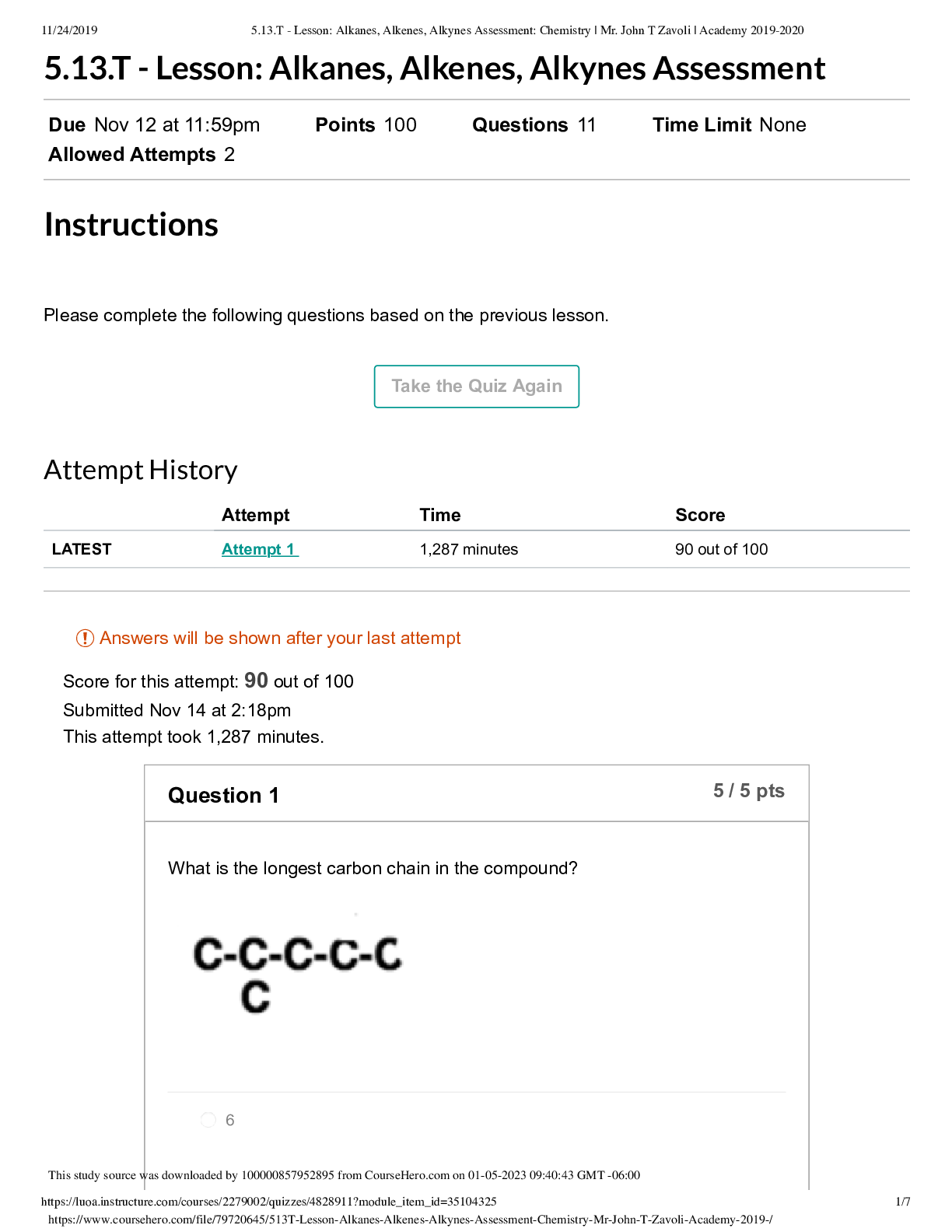 Questions & Answers> 5.13.T - Lesson_ Alkanes, Alkenes, Alkynes ...