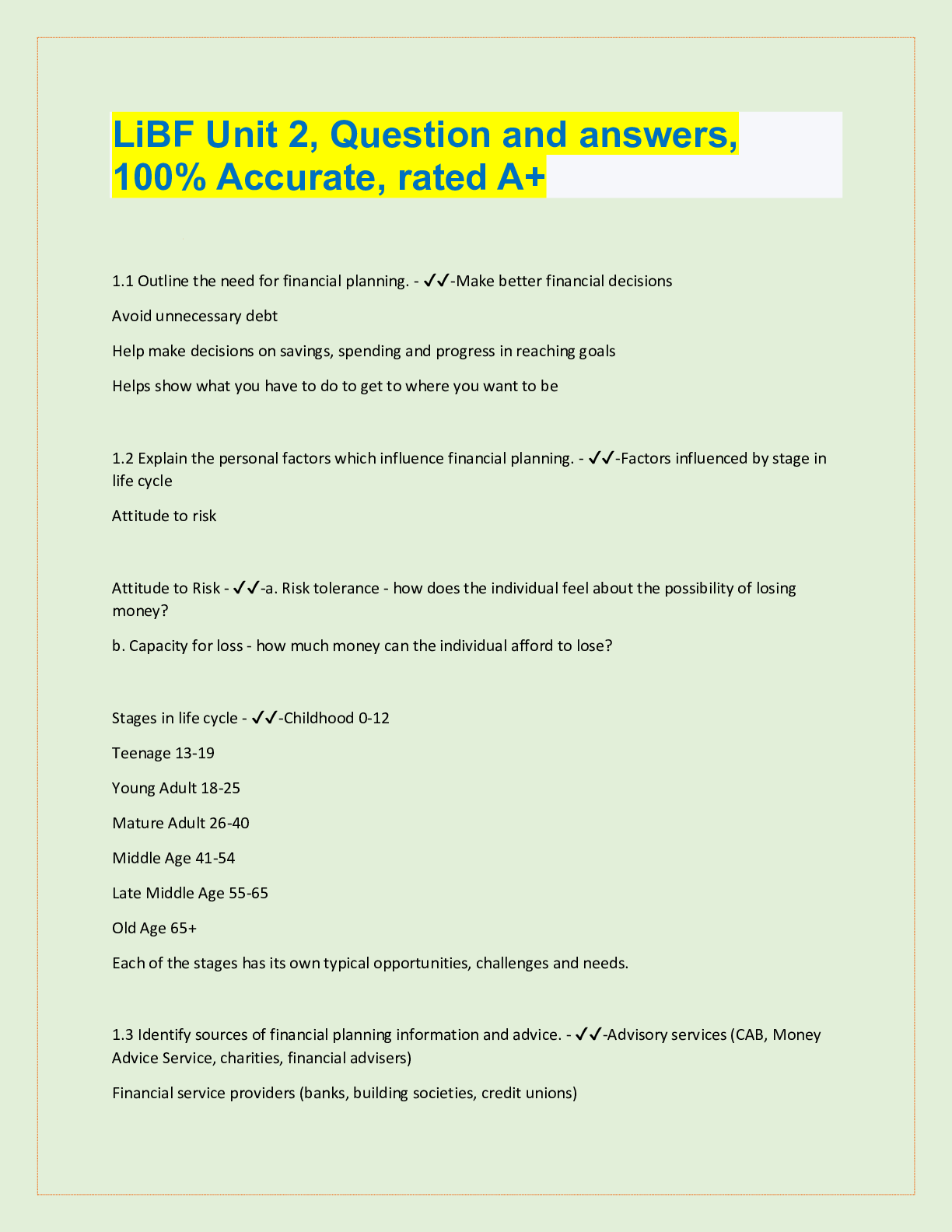 LiBF Unit 2, Question and answers, 100% Accurate, rated A+ - Scholarfriends