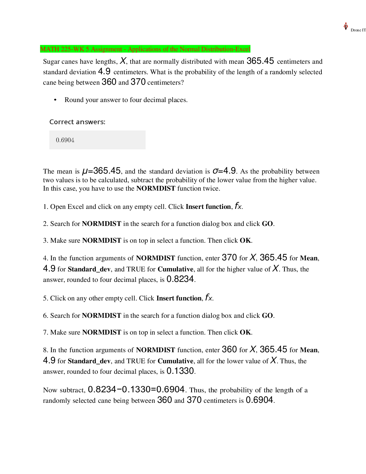 |SOLVED|WK 5 Assignment - Applications of the Normal Distribution ...
