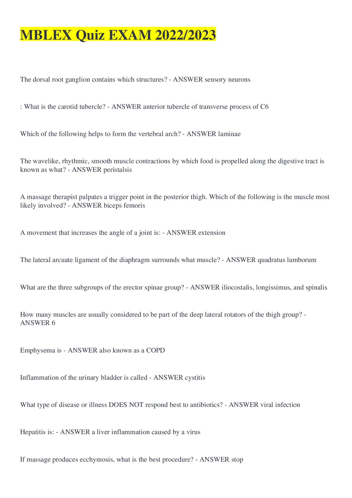 MBLEX Quiz EXAM 2022/2023 With complete solution - Scholarfriends