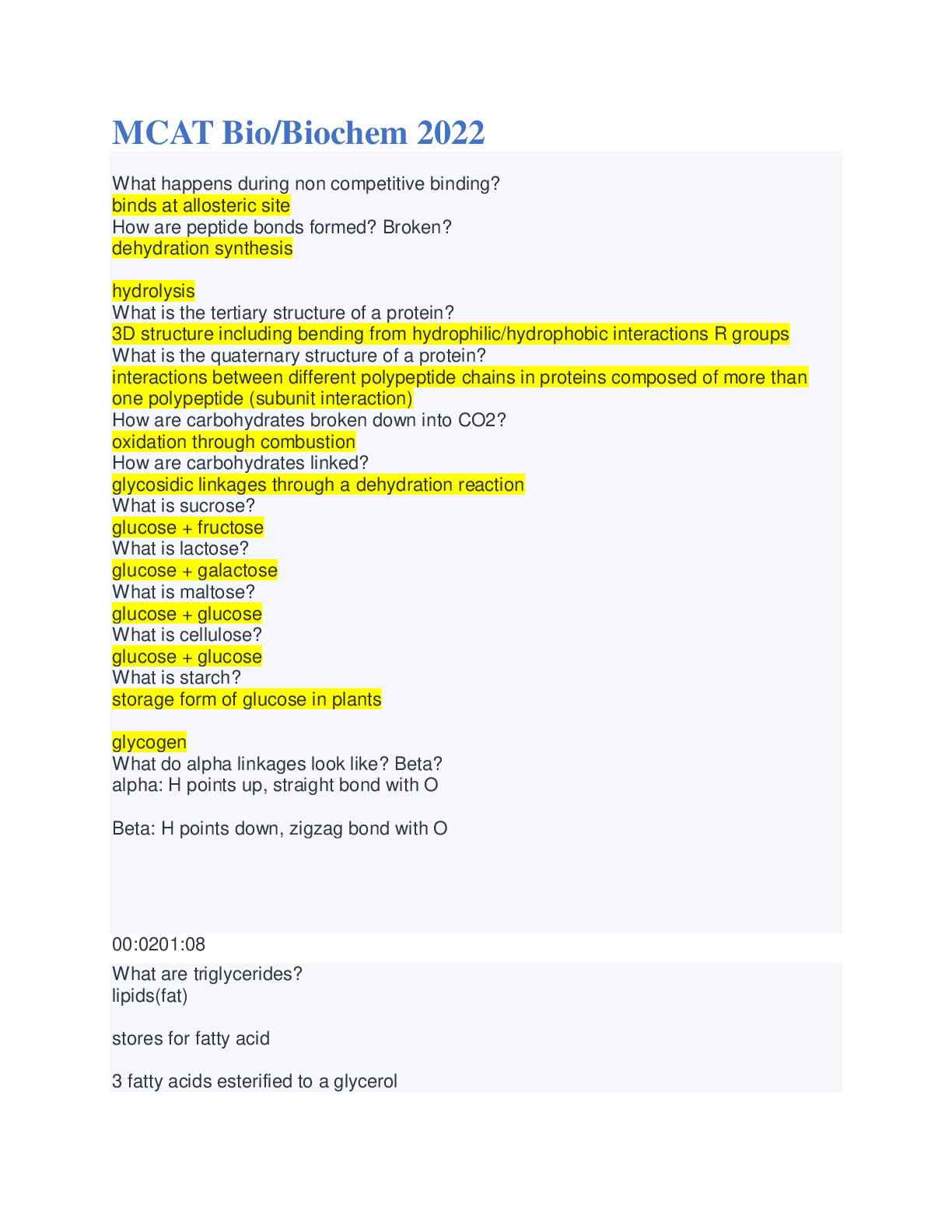 MCAT Bio/Biochem 2022 Possible Questions and Answers Rated A ...