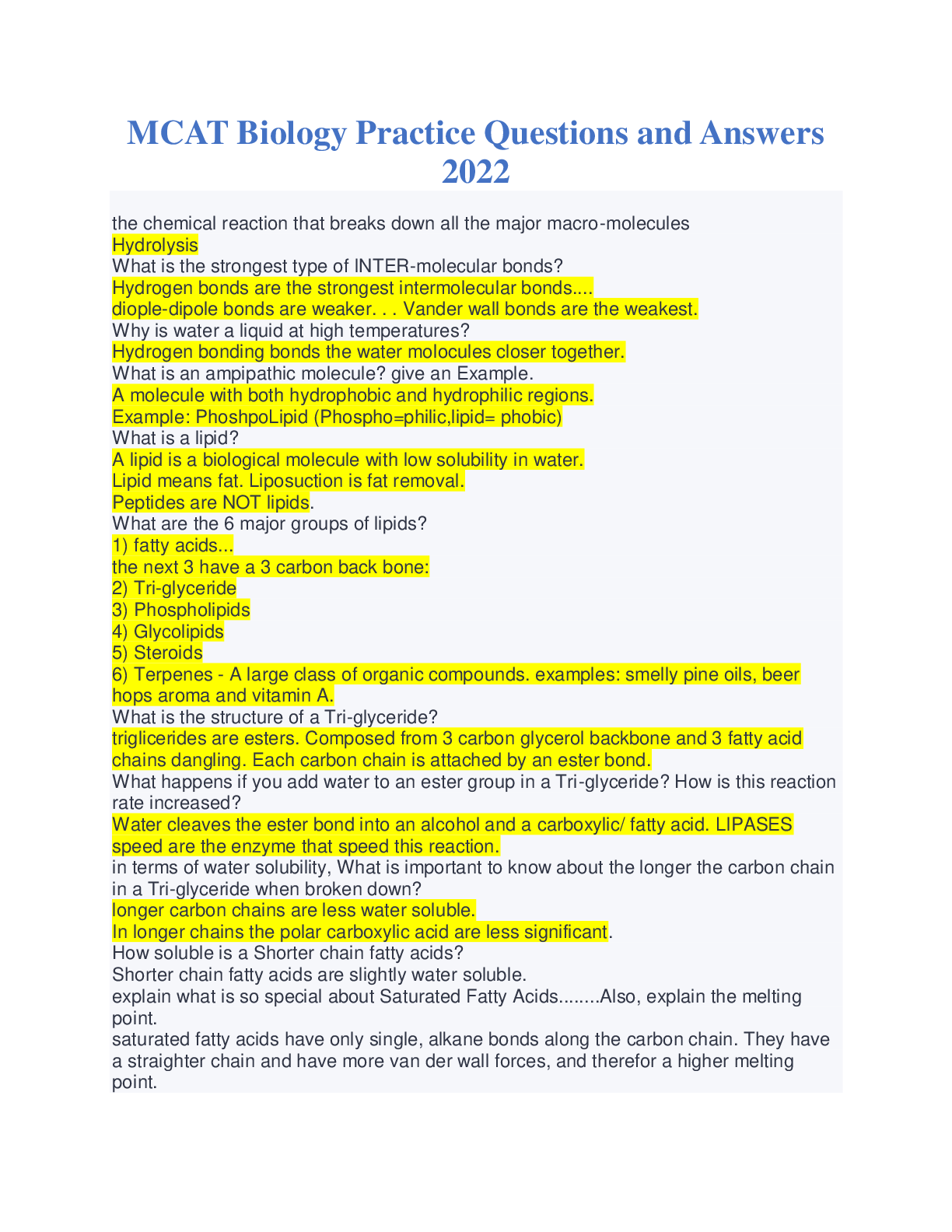 MCAT Biology Practice - Scholarfriends